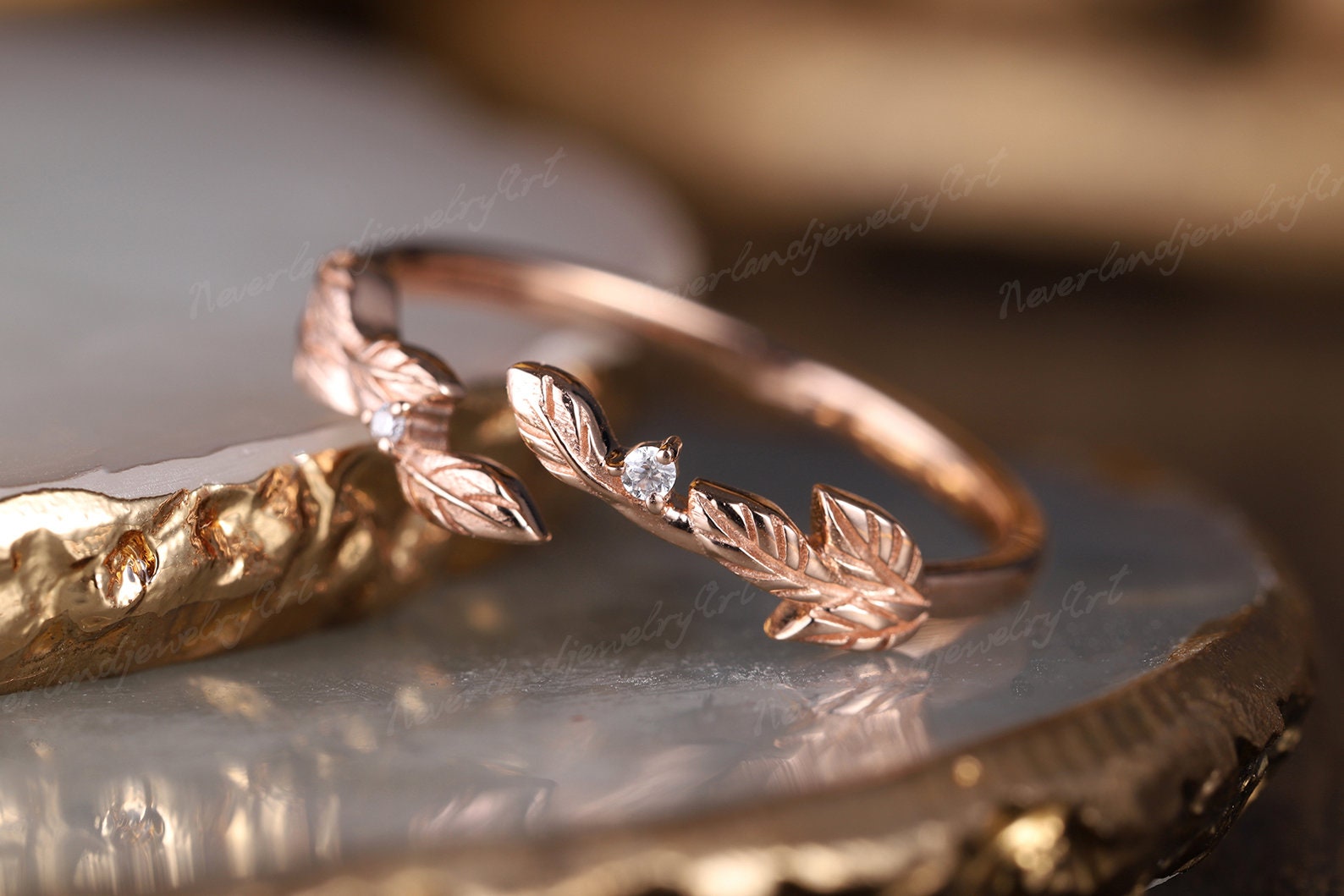 Unique Rose Gold Wedding Band Open Wedding Band Handmade Leaf - Etsy