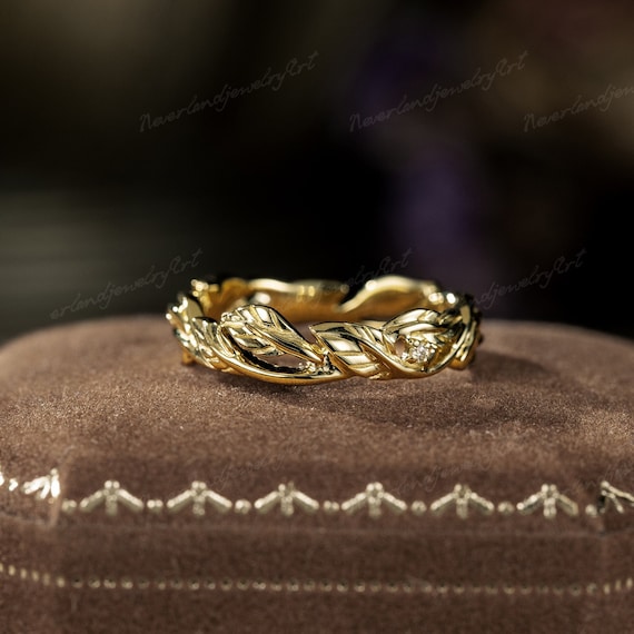 Unique Diamond Engagement Ring Yellow Gold Wedding Ring - Etsy