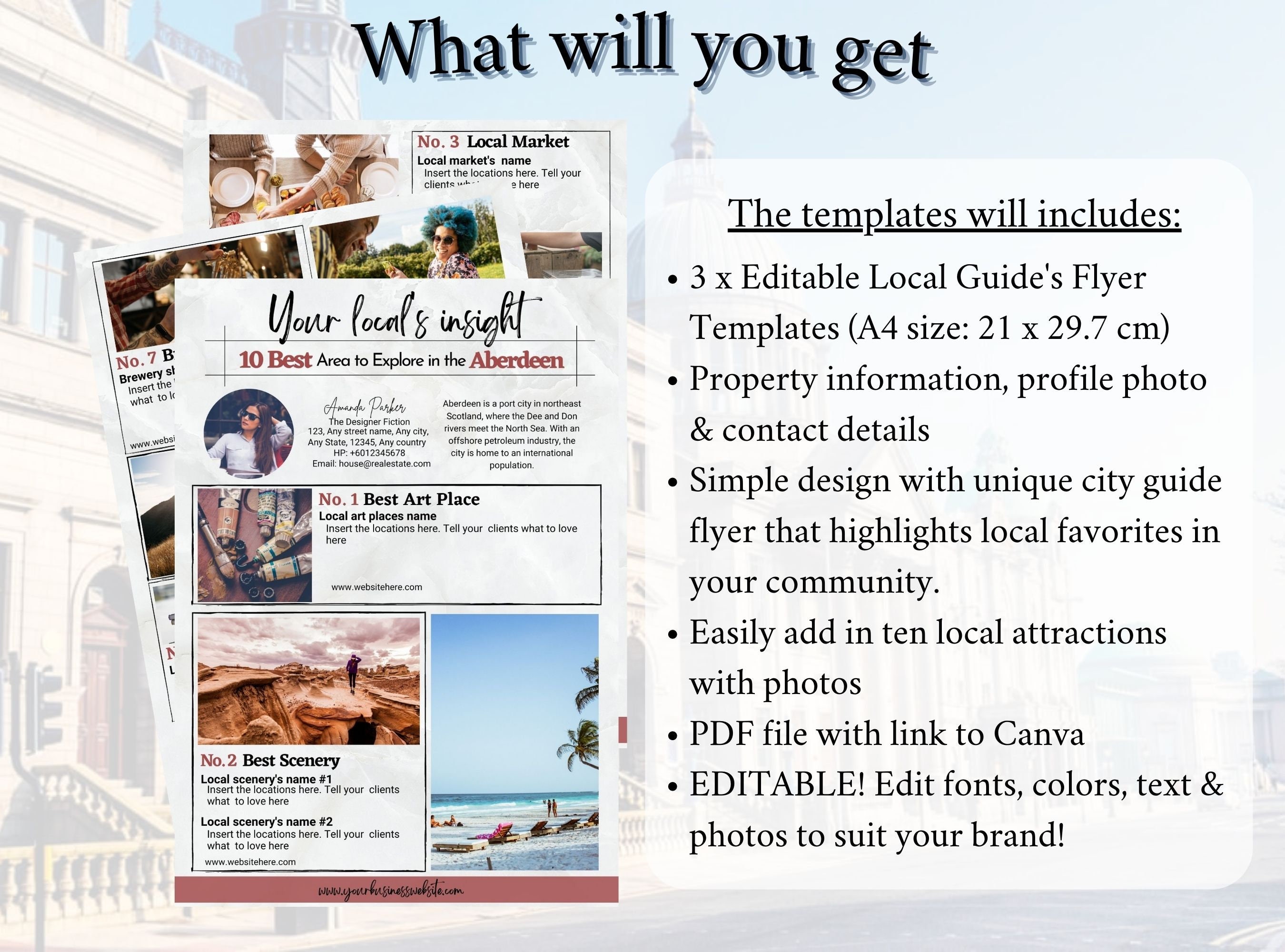 3 Page Real Estate Local Guide Template Holiday City Guide - Etsy