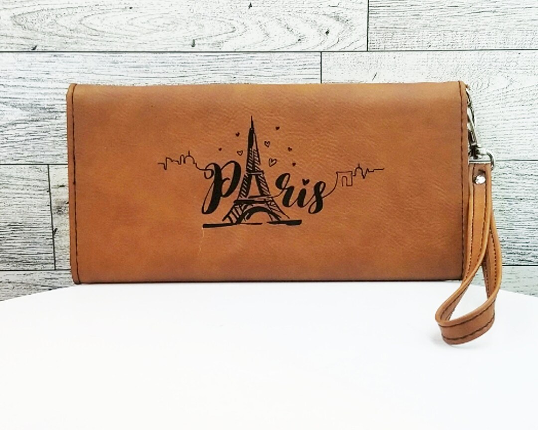 Women's Leather Engraved Paris Tri-fold Wallet - Etsy