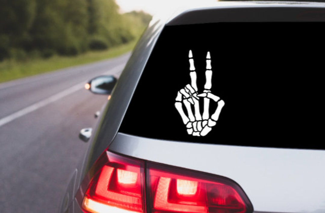 Peace Sign Skeleton Hand Vinyl Decal | Sticker Decal Car Truck Laptop ...