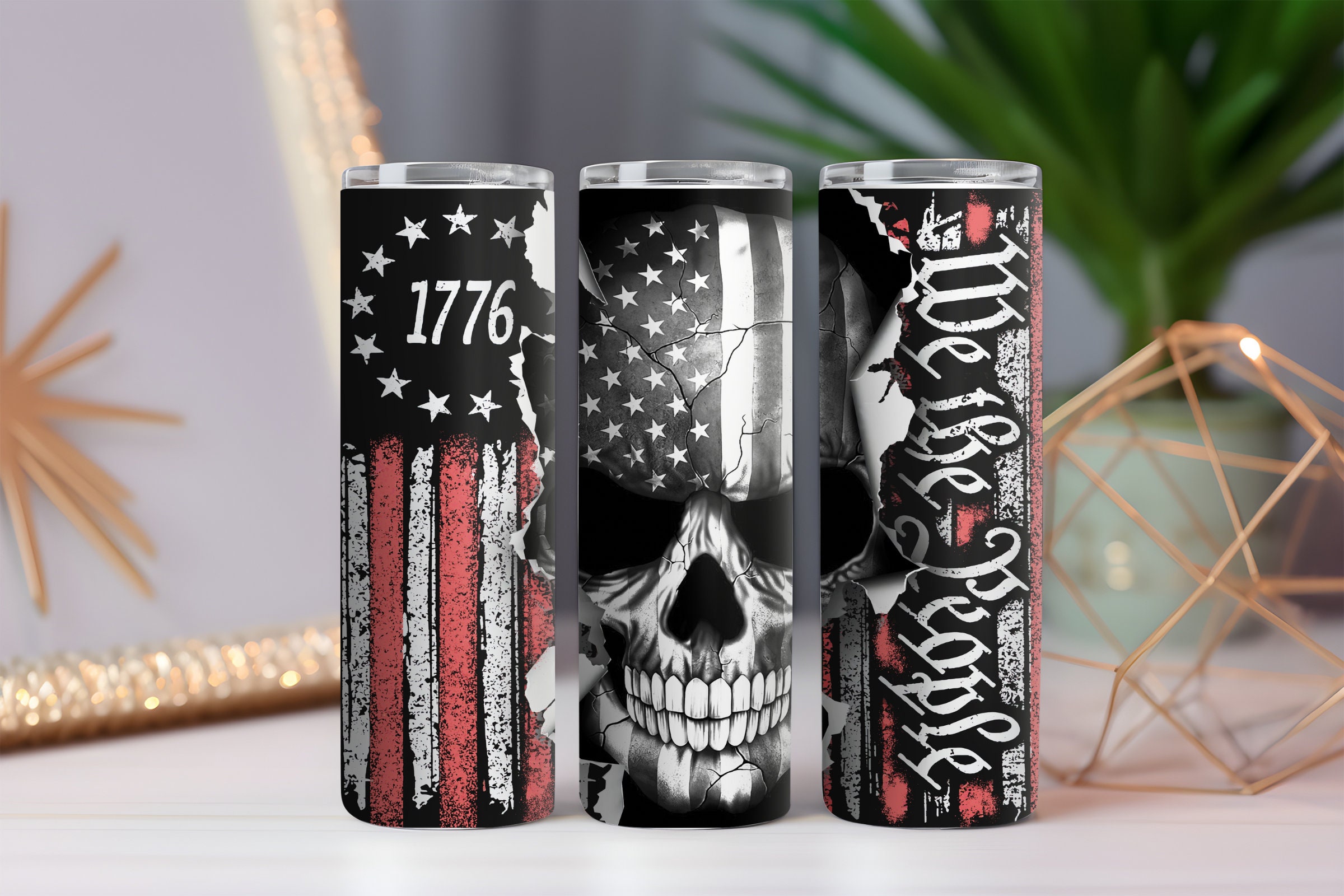 1776 We the People Skull American Flag Tumbler America, Freedom, USA ...