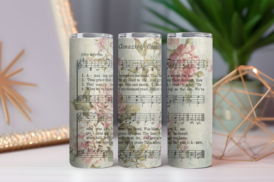Amazing Grace Music Notes Lyrics Tumbler Christian, Religion, Religious ...