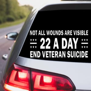 22 A Day Veteran Suicide Vinyl Decal, Car Window Sticker, Laptop Decal ...