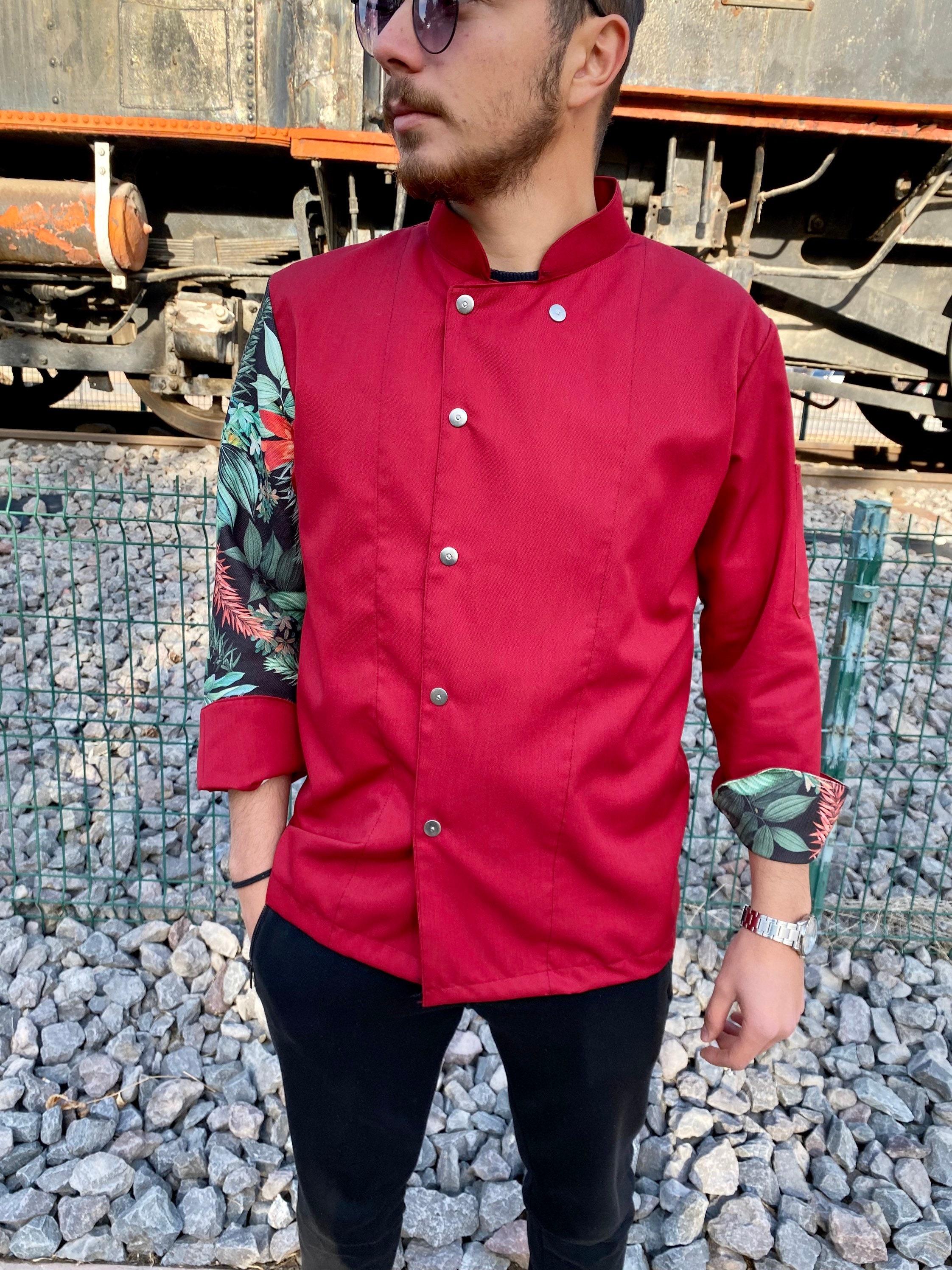 New Design Red Color Chef Jacket Coat Free Embroidery Unisex - Etsy