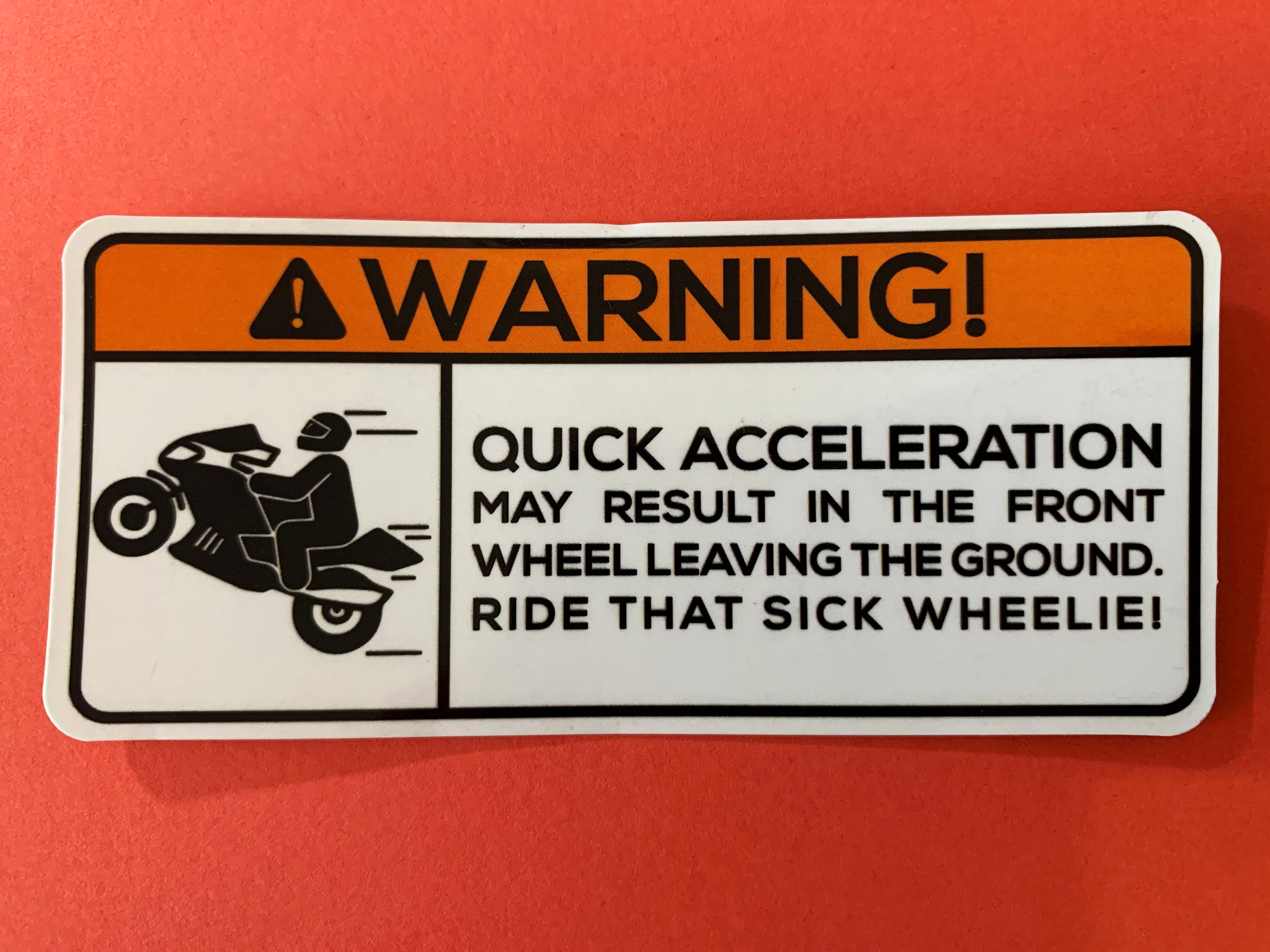 Warning Quick Acceleration Decal Die Cut for Motorcycles, Helmets ...