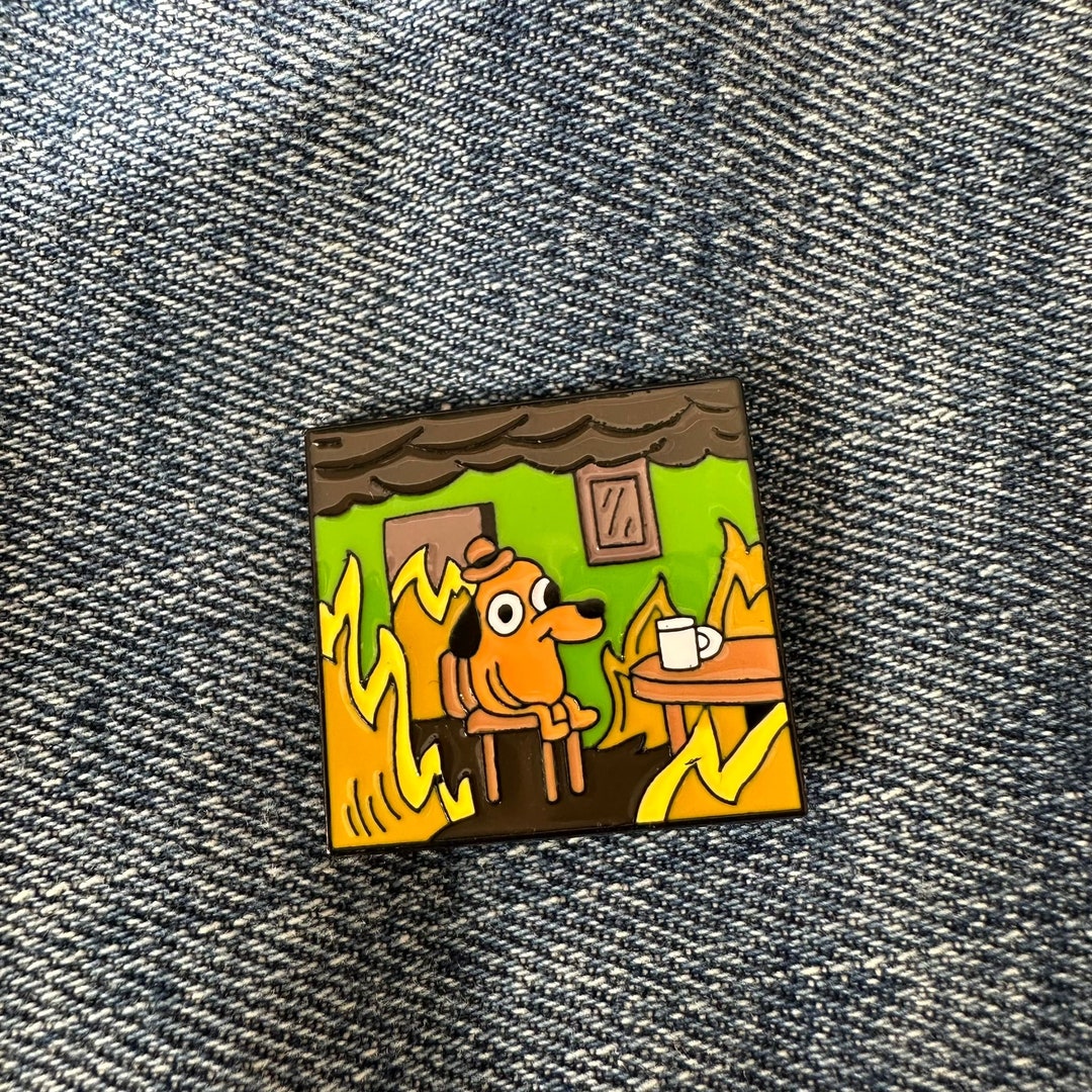 Burning Meme Dog Soft Enamel Pin Cute Enamel Pins Lapel Pin - Etsy