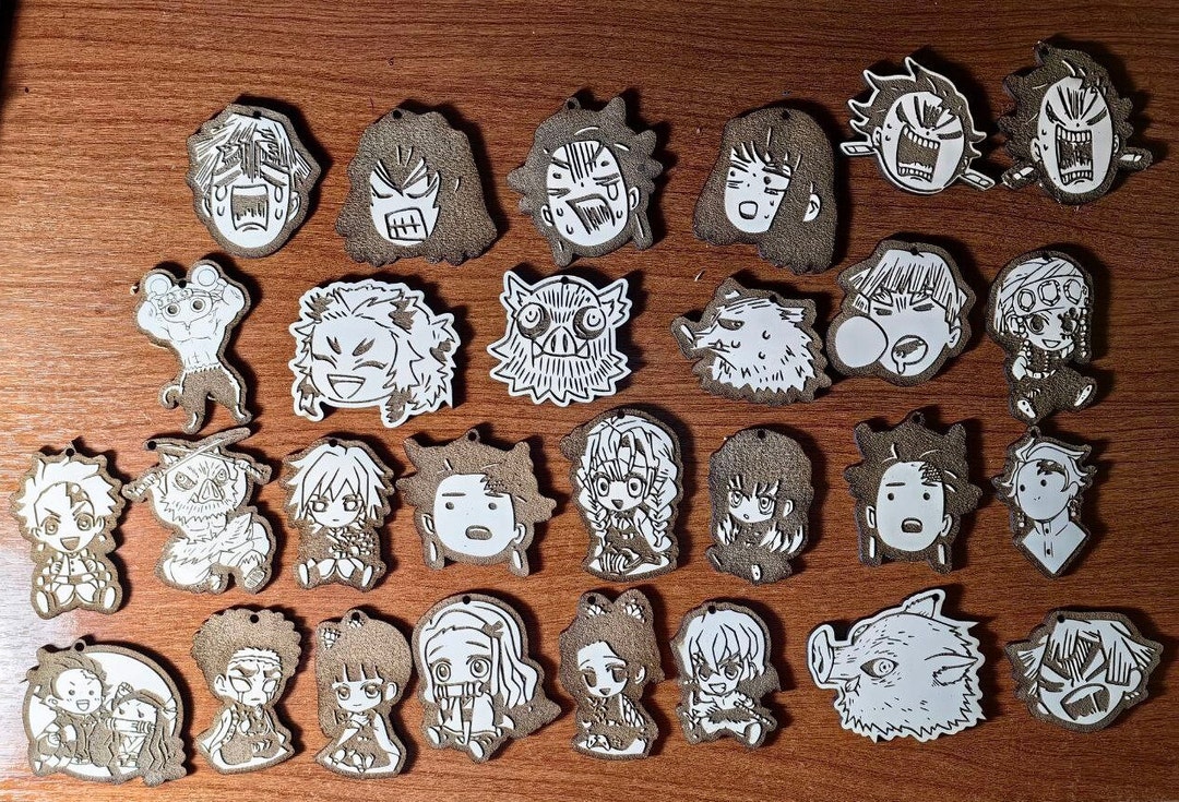 Manga Style Keychains for Laser Cutting Kimetsupack 1 Svg, Lightburn - Etsy