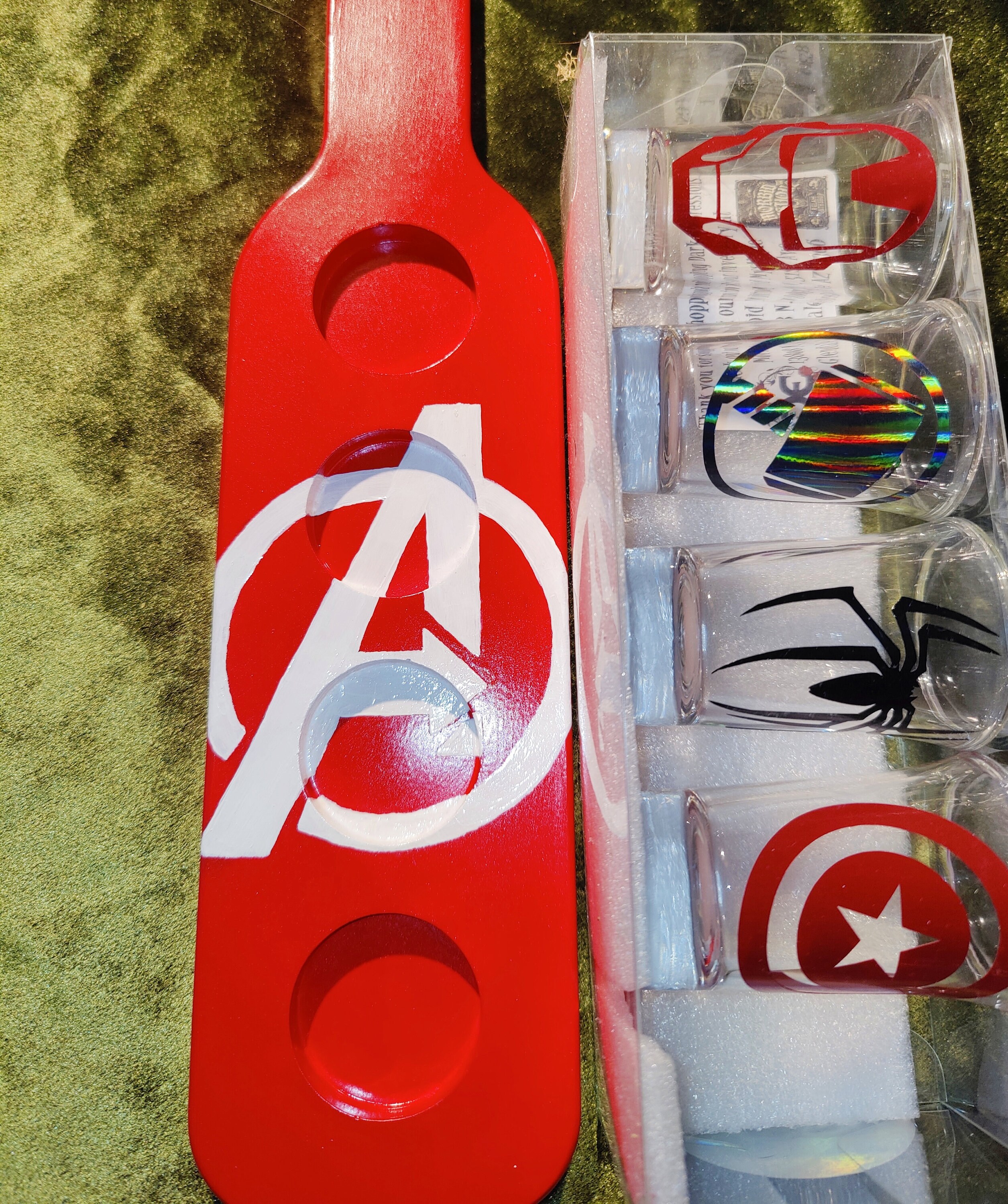 Superhero Shot Glass Set W/flight Board - Etsy