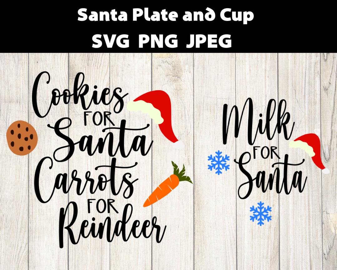 Santa Plate and Cup SVG PNG JPEG - Etsy