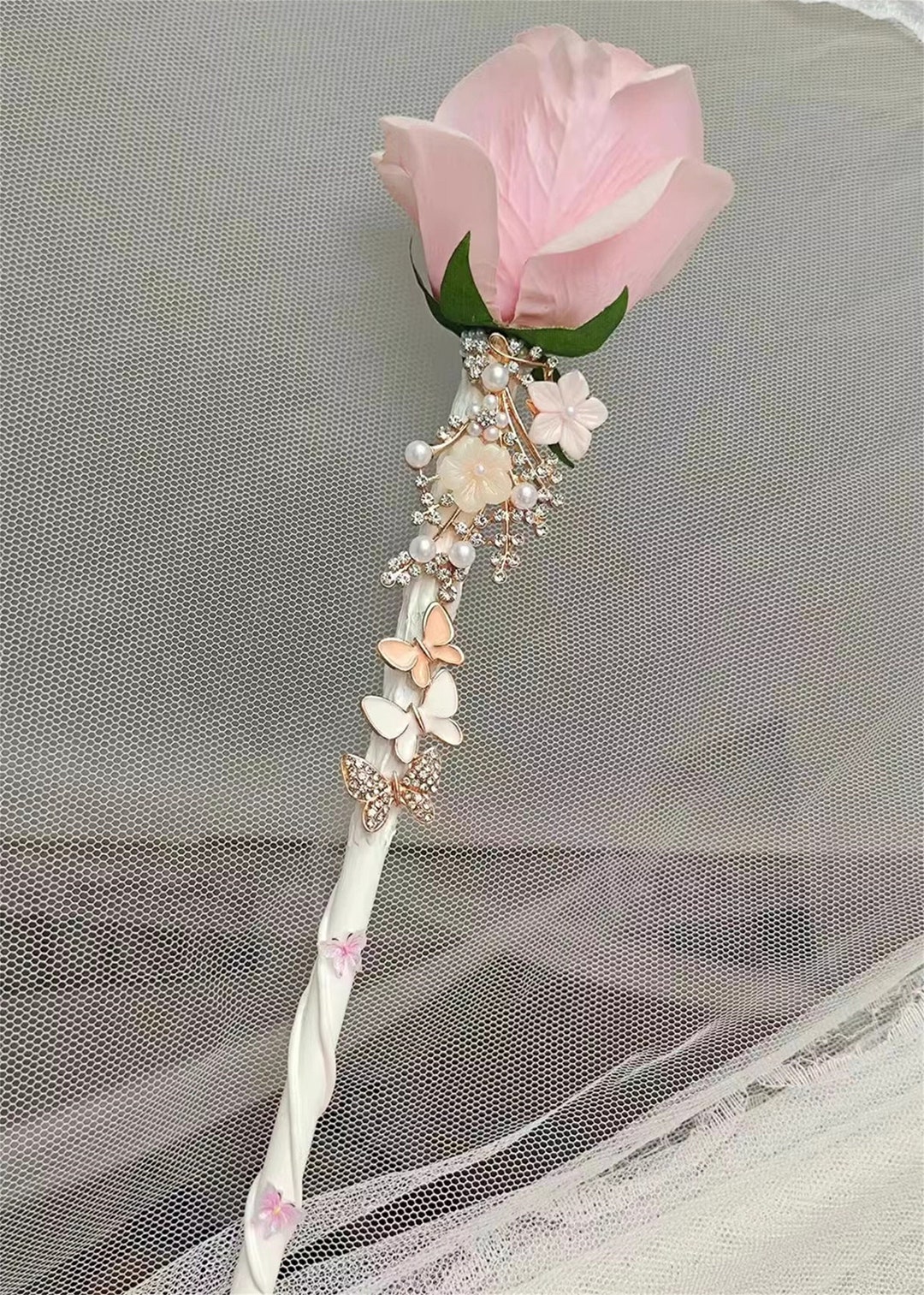 Pink Rose Witch Party Fairy Wand Floral Lovely Handmade Wand.witch ...