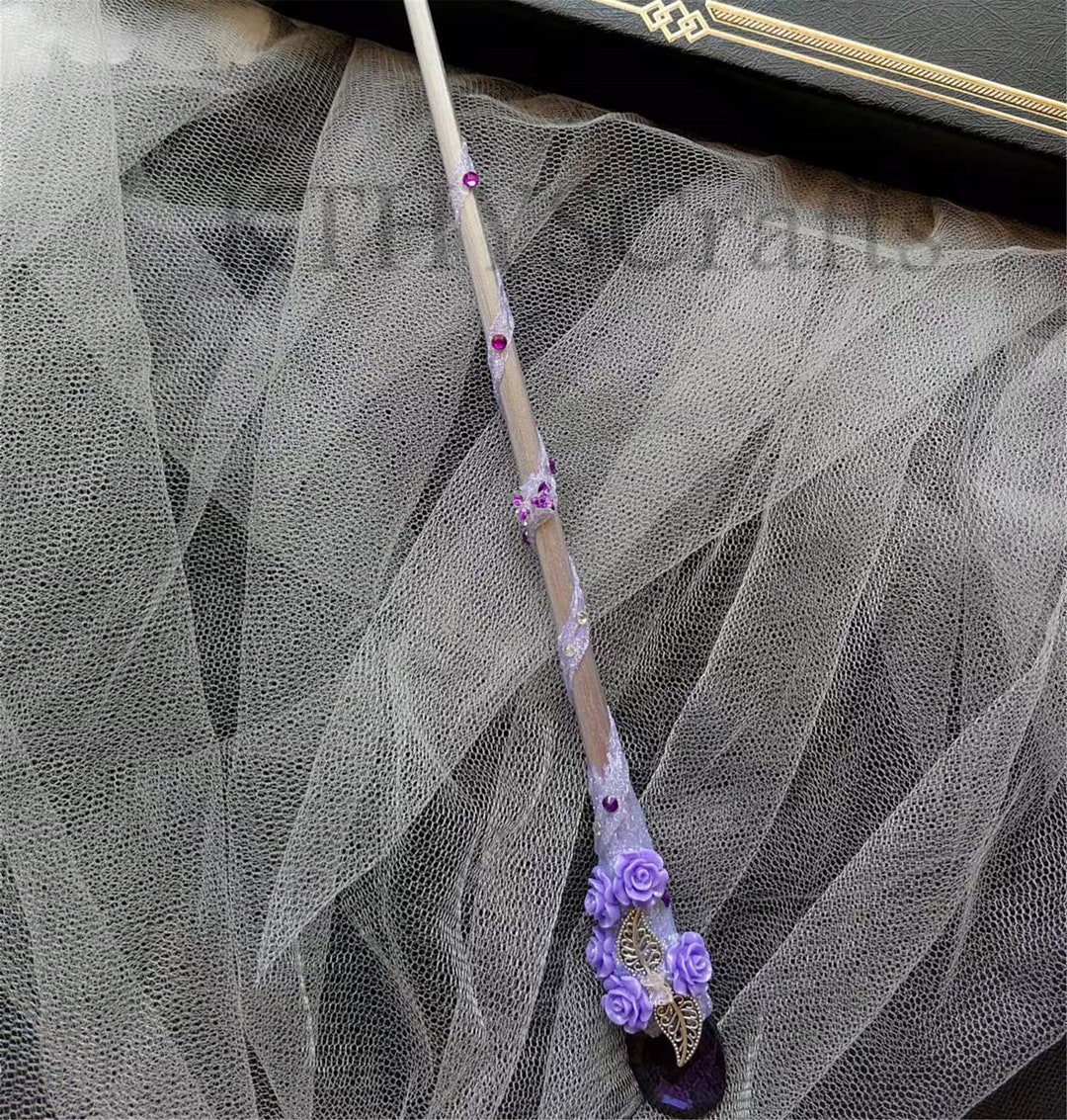 Purple Flower Magic Wand Floral Crystal Wand.handmade Flower Wizard ...