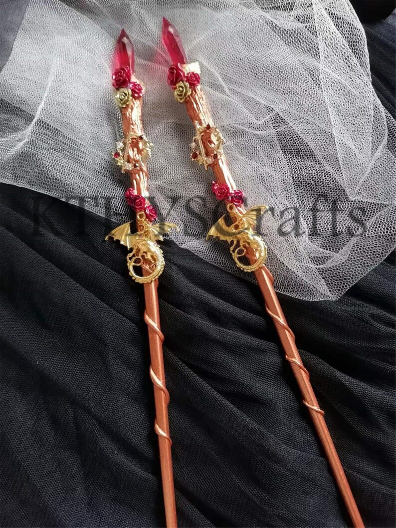 Dragon Magic Wand Lovely Wand.handmade Flower Wizard Witch - Etsy