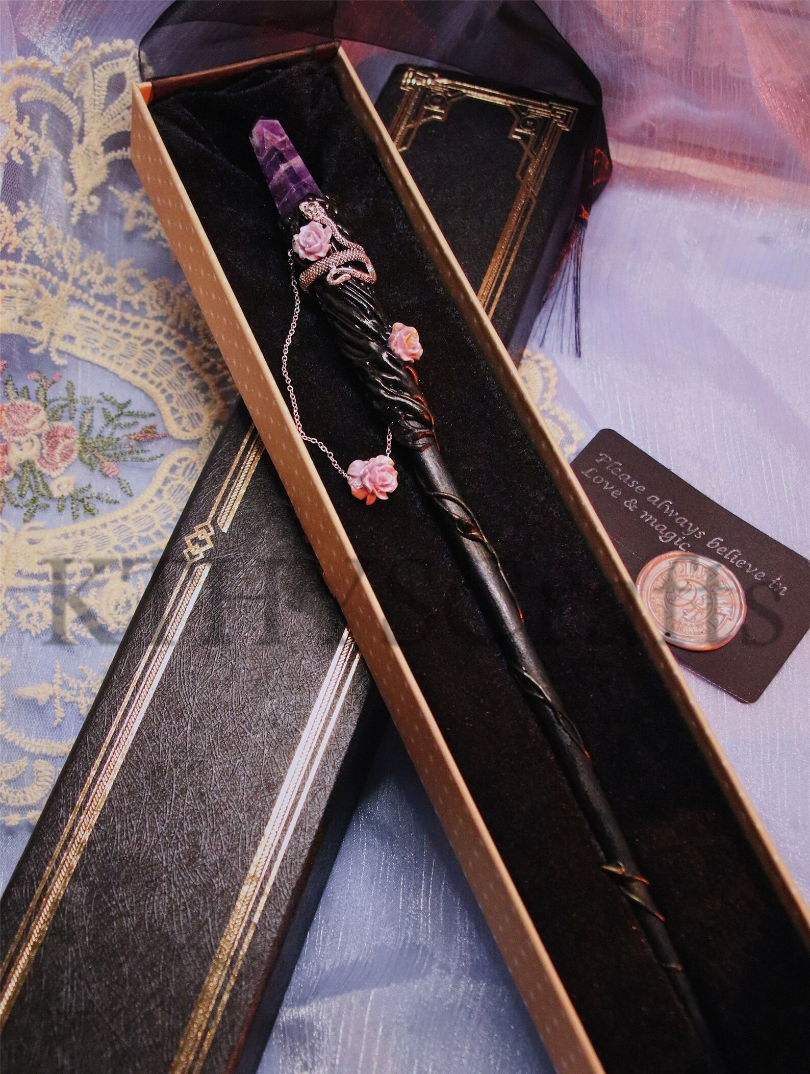 Flower Wand Mysterious Wand Handmade Crystal Wand.magic Wand - Etsy