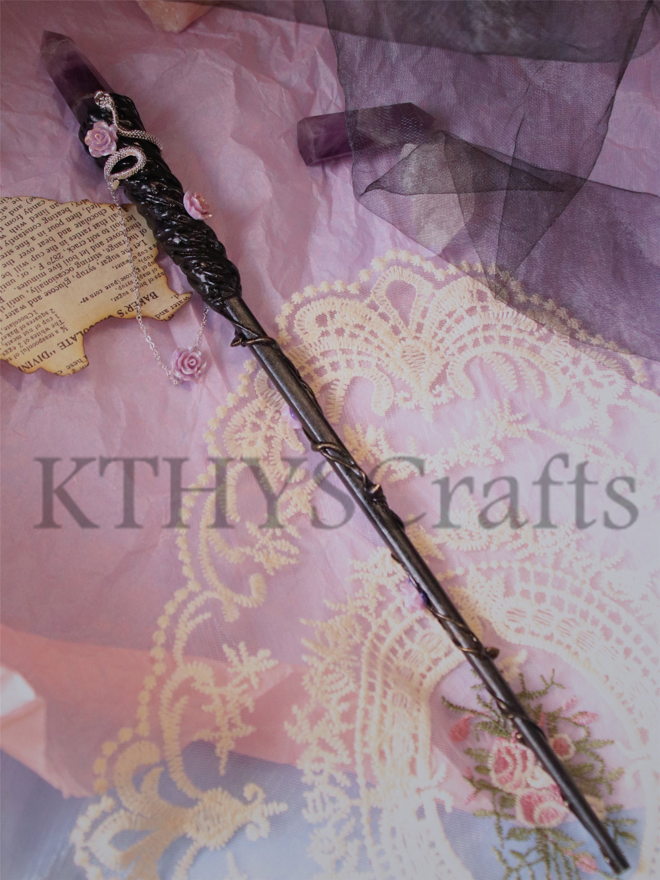 Flower Wand Mysterious Wand Handmade Crystal Wand.magic Wand - Etsy