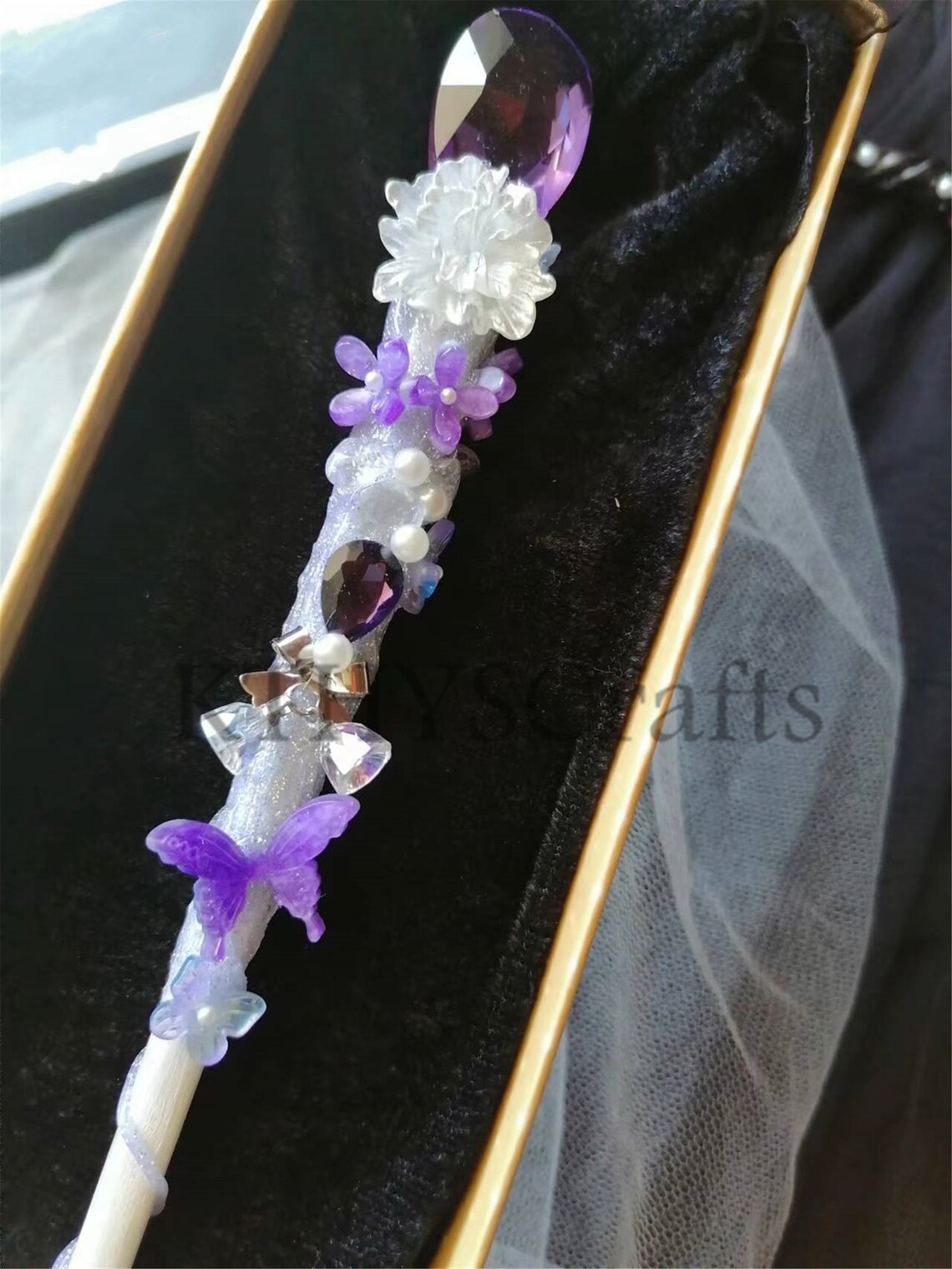 Butterfly Purple Lovely Flower Fairy Magic Wand Floral Crystal - Etsy