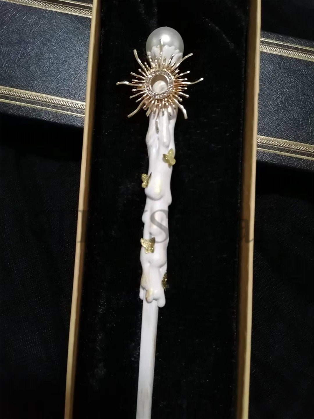 Beauty Gold Sun Butterfly White Wand Magic Wand.handmade Witch Wand ...