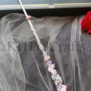 Pink Rose Butterfly Purple Magic Wand Floral Wand.handmade Flower 32cm ...