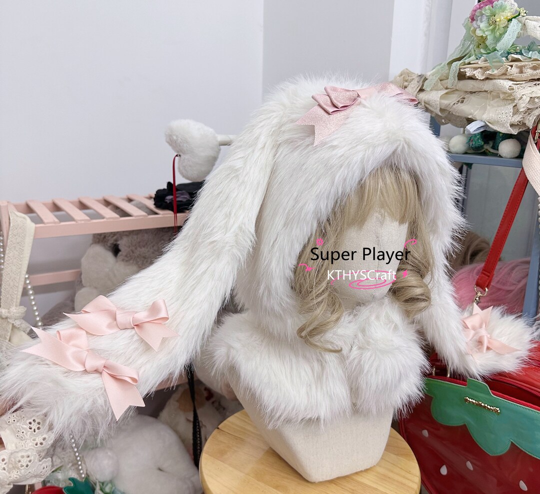 Warm Big Bunny Ears Winter Cute Plush Hat With Shawl.cute Bunny Hat ...