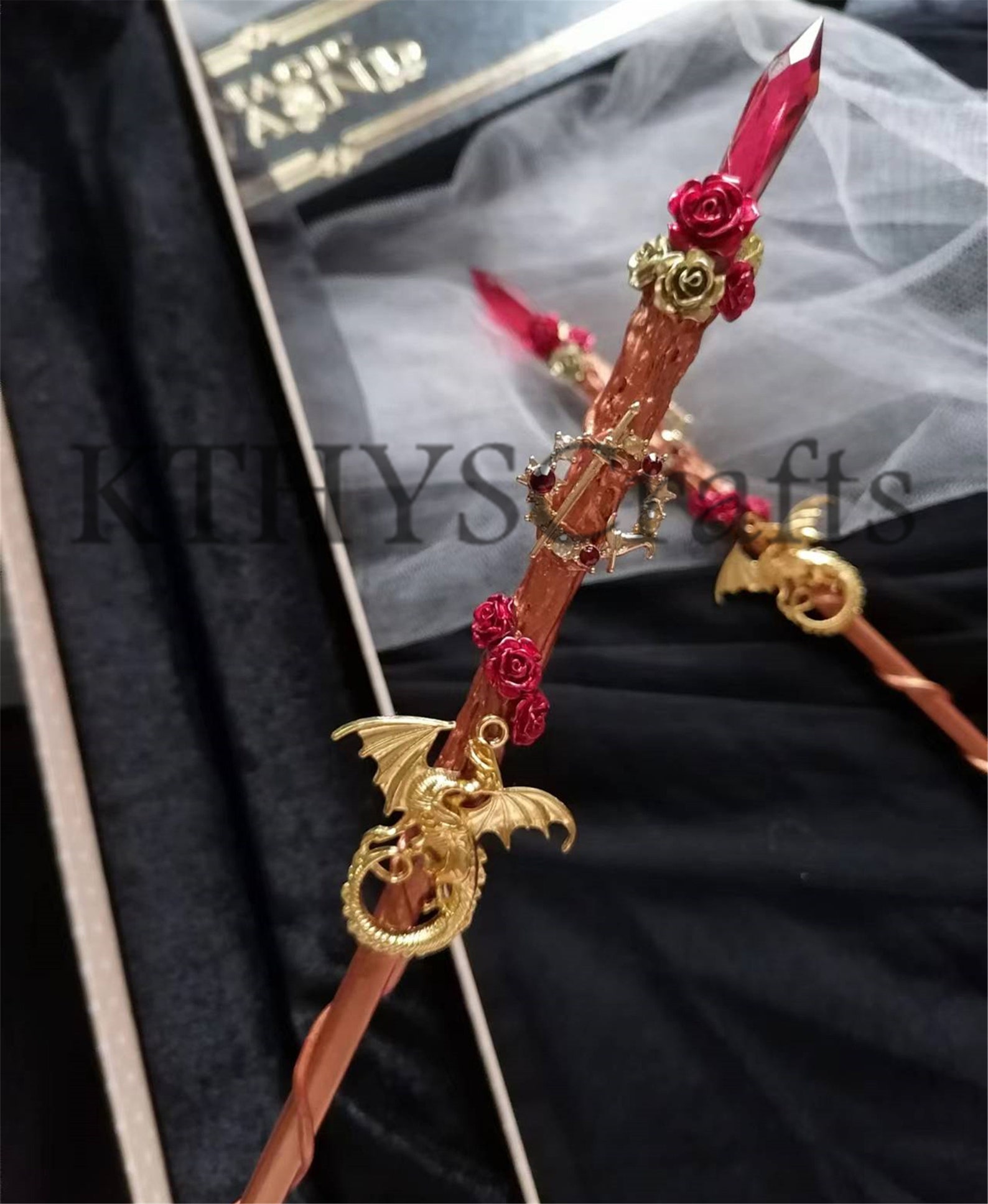 Dragon Magic Wand Lovely Wand.handmade Flower Wizard Witch - Etsy