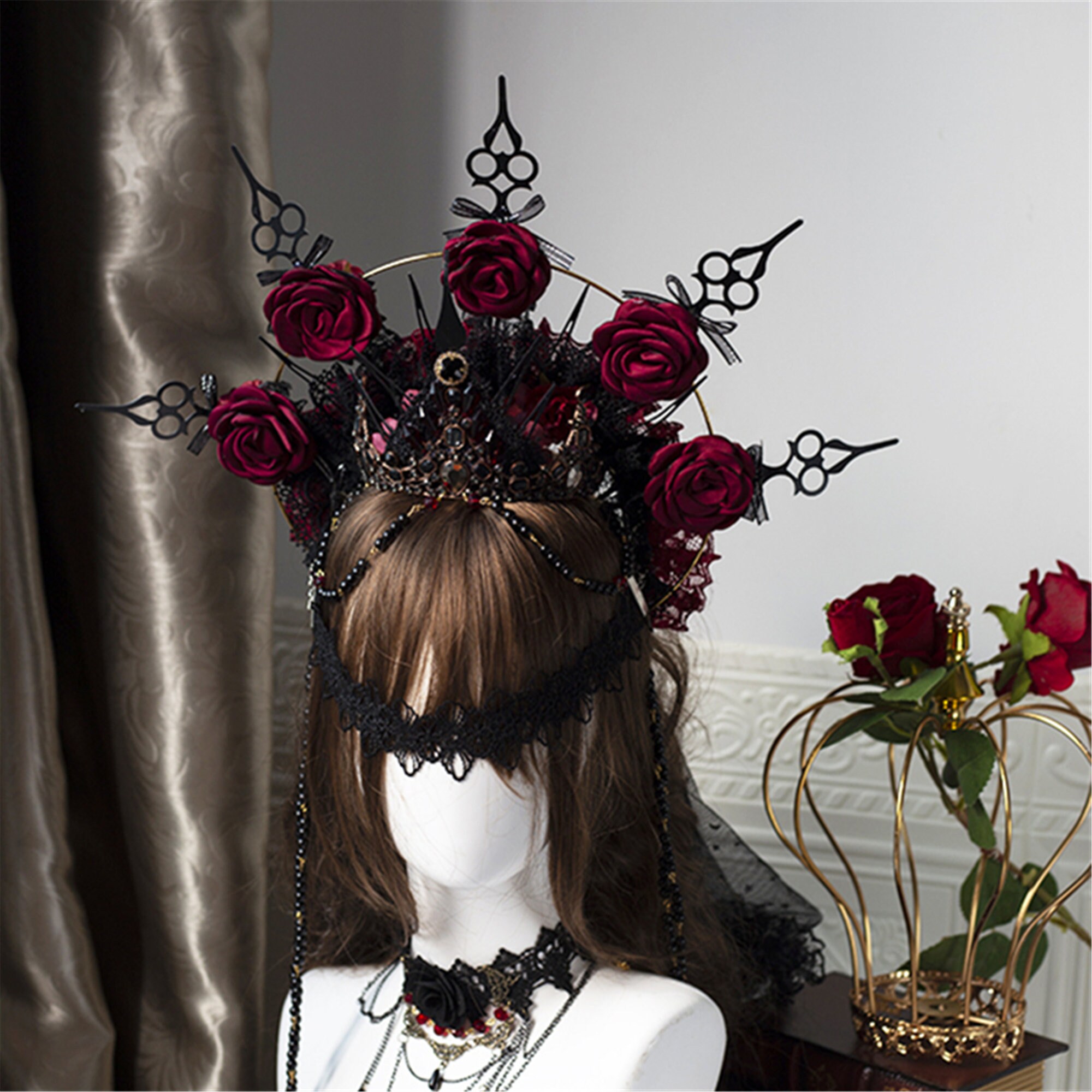 Gothic Rose Lolita Crown.party Crown.witch Crown.gothic - Etsy