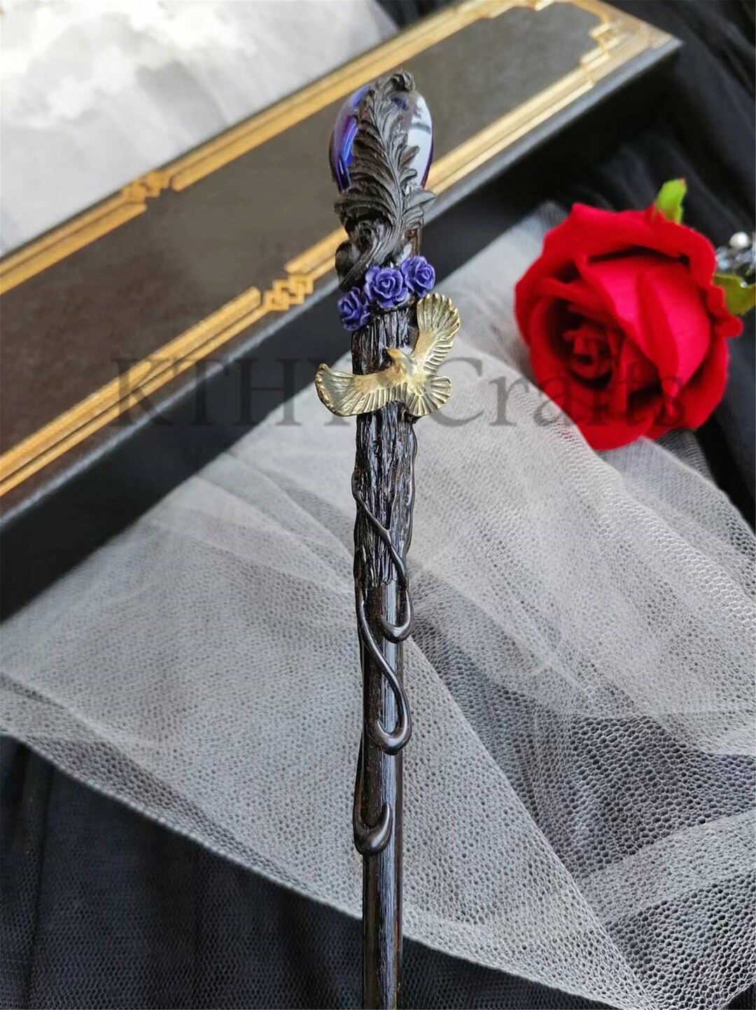 Purple Blue Crystal Wand Magic Wand.handmade Wand.wizard Witch Wand ...