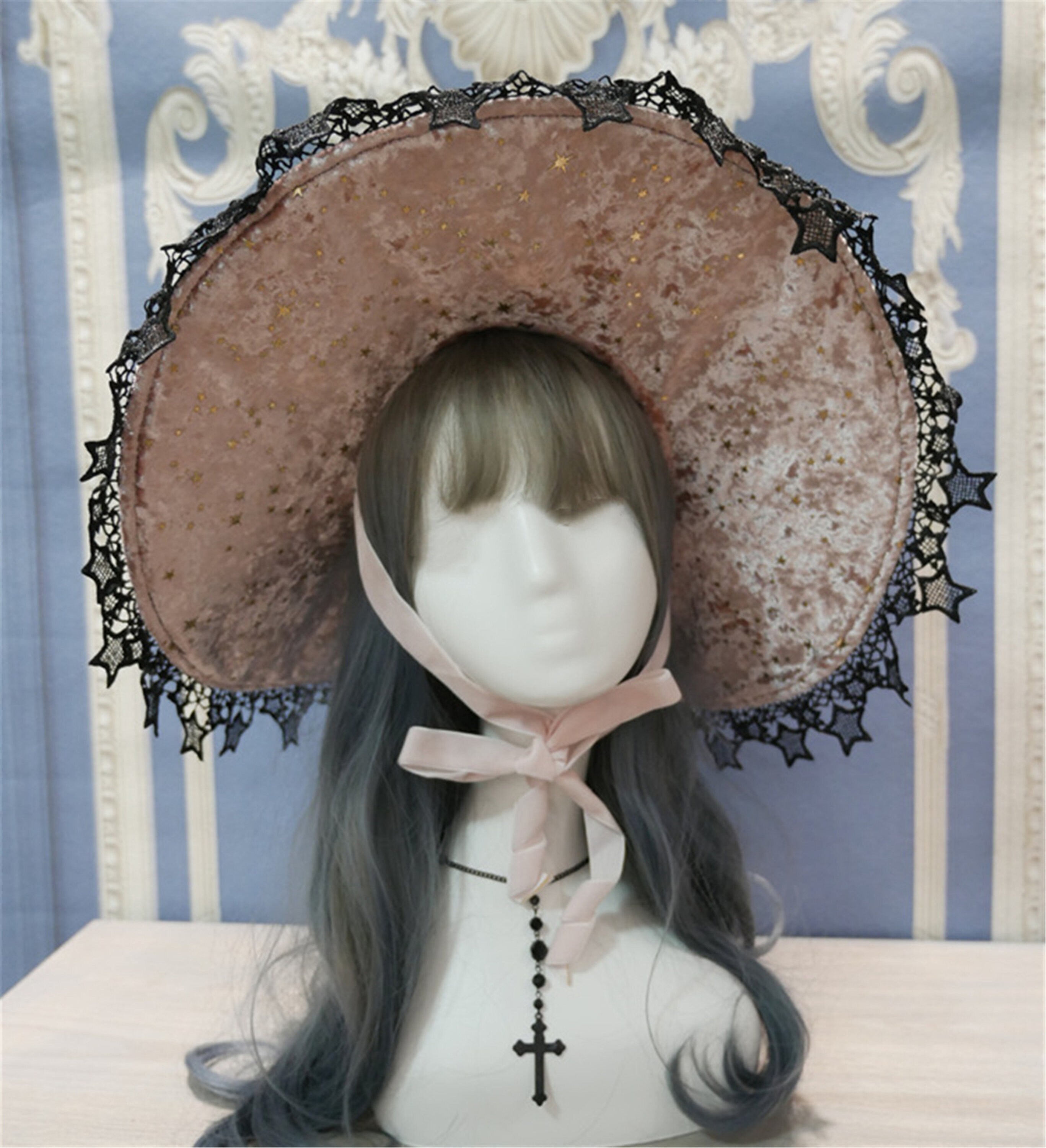 Pink Magic Velvet Starry Witch Hat.bow Gothic Hat.wizard - Etsy