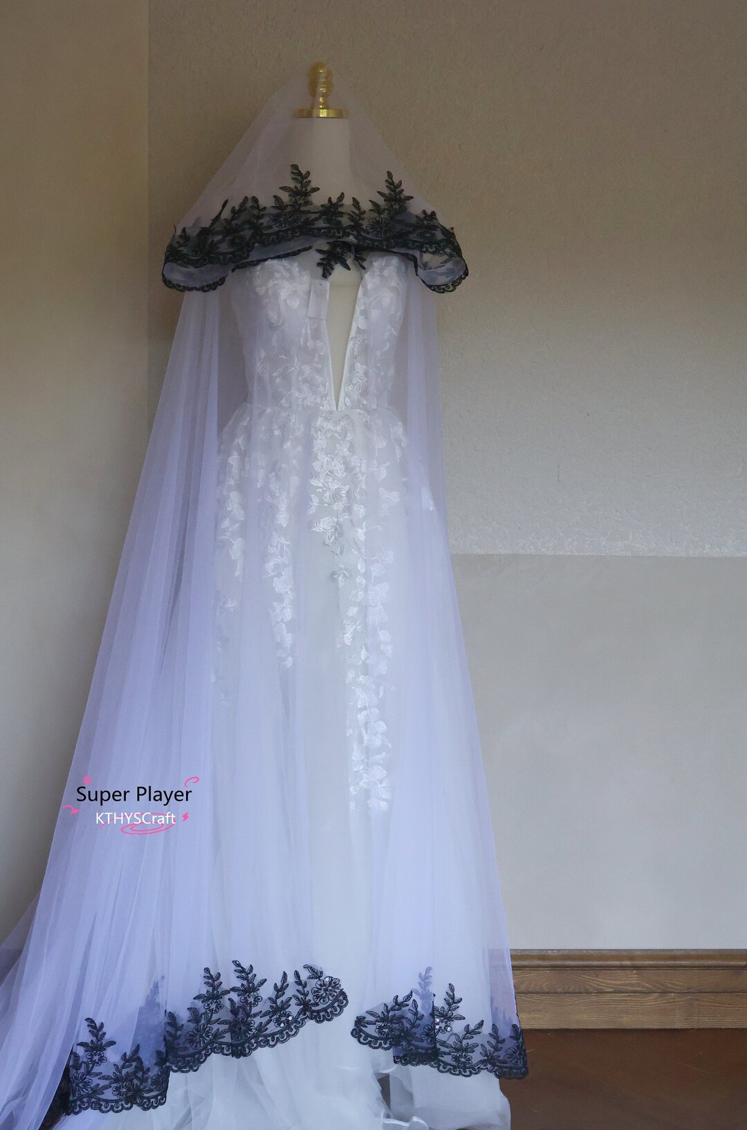 Black Sequins Lace Hooded Cloak.gothic Black Lace Wedding Cape,black ...