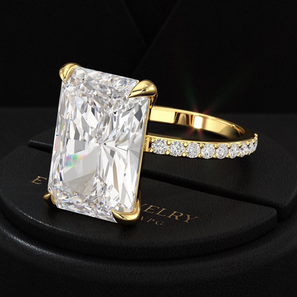 HUGE 9 Carat Radiant Cut Diamond Engagement Ring - Lab Grown Diamond ...