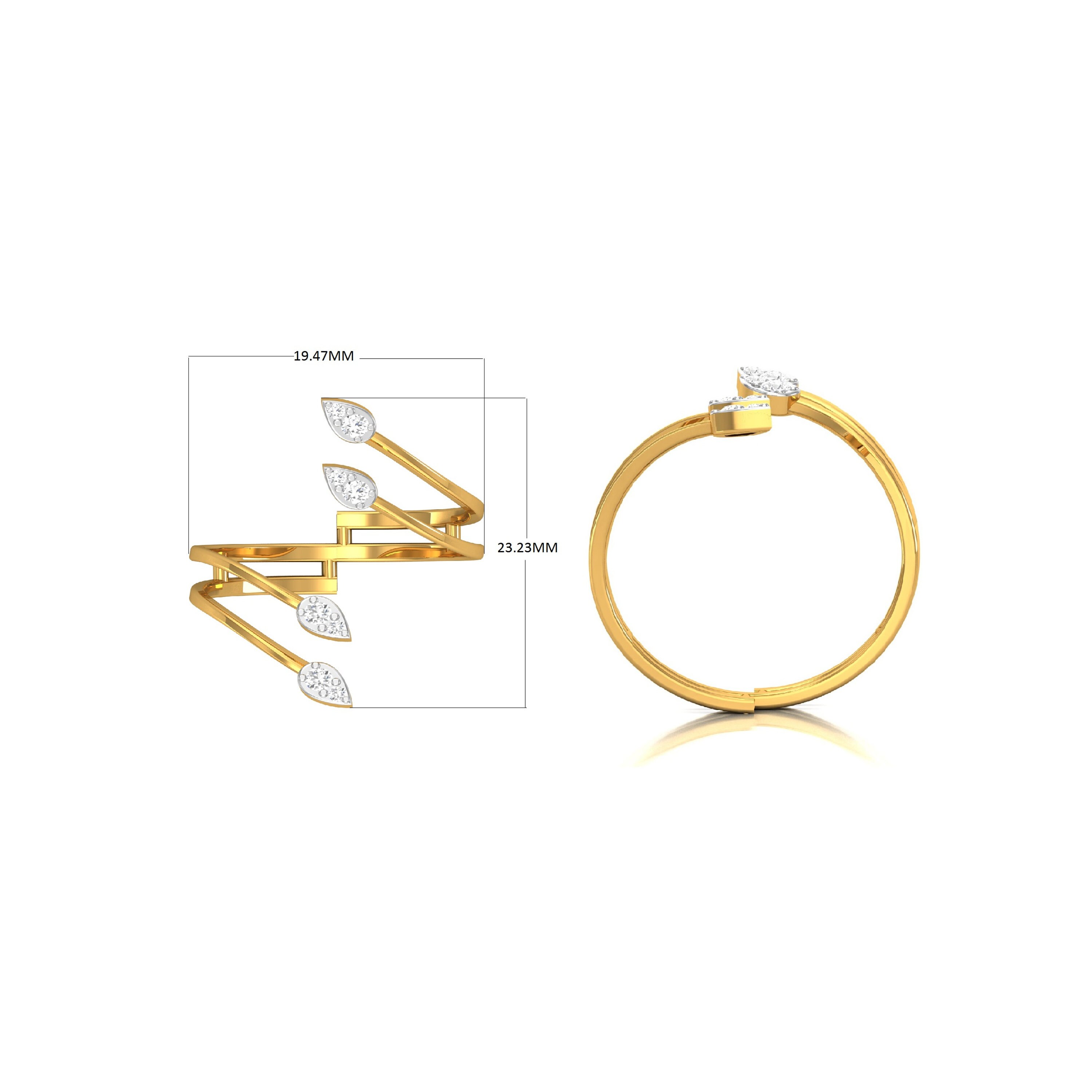 Diamond Front Open Ring / Fancy Front Open Ring / Full Finger - Etsy