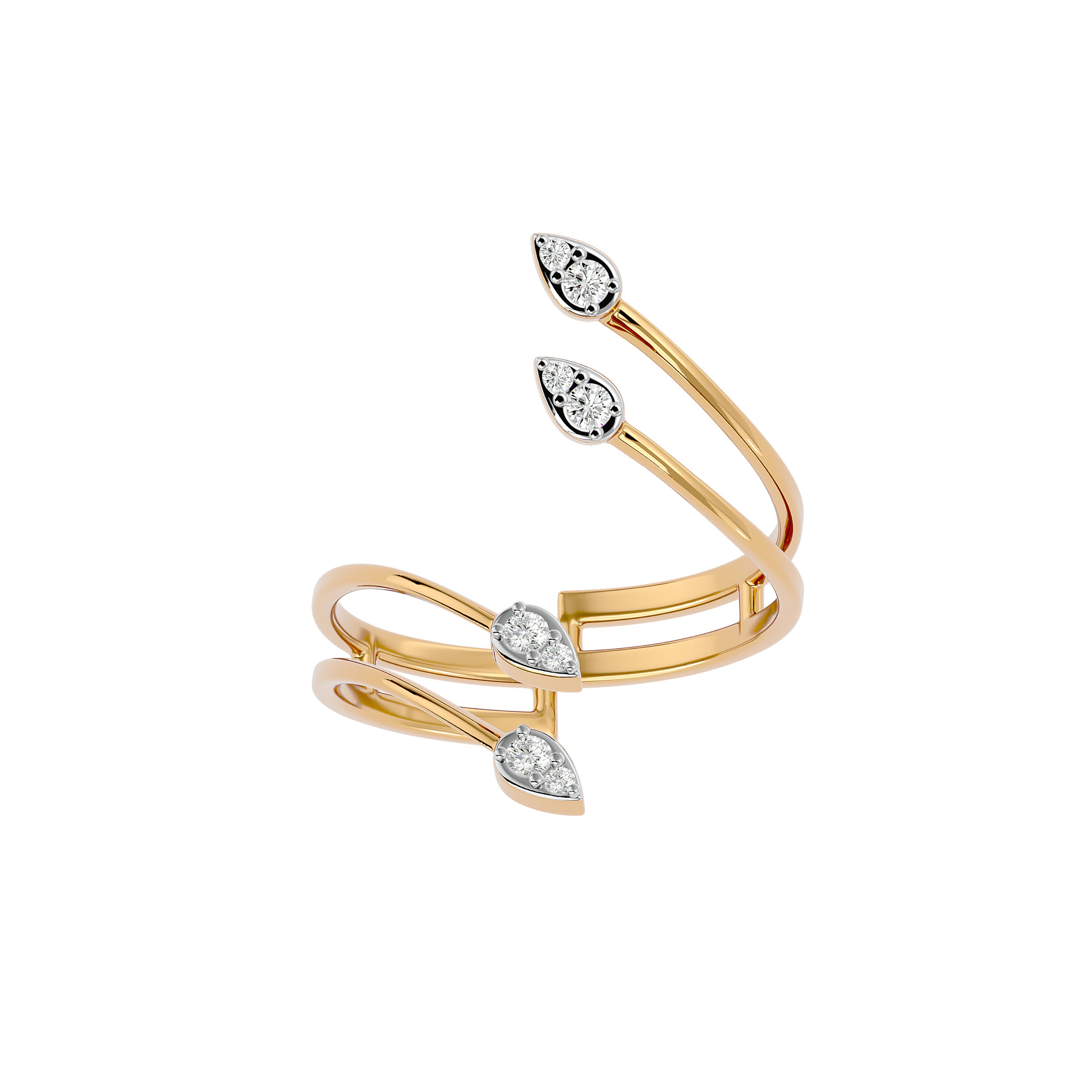 Diamond Front Open Ring / Fancy Front Open Ring / Full Finger Ring ...