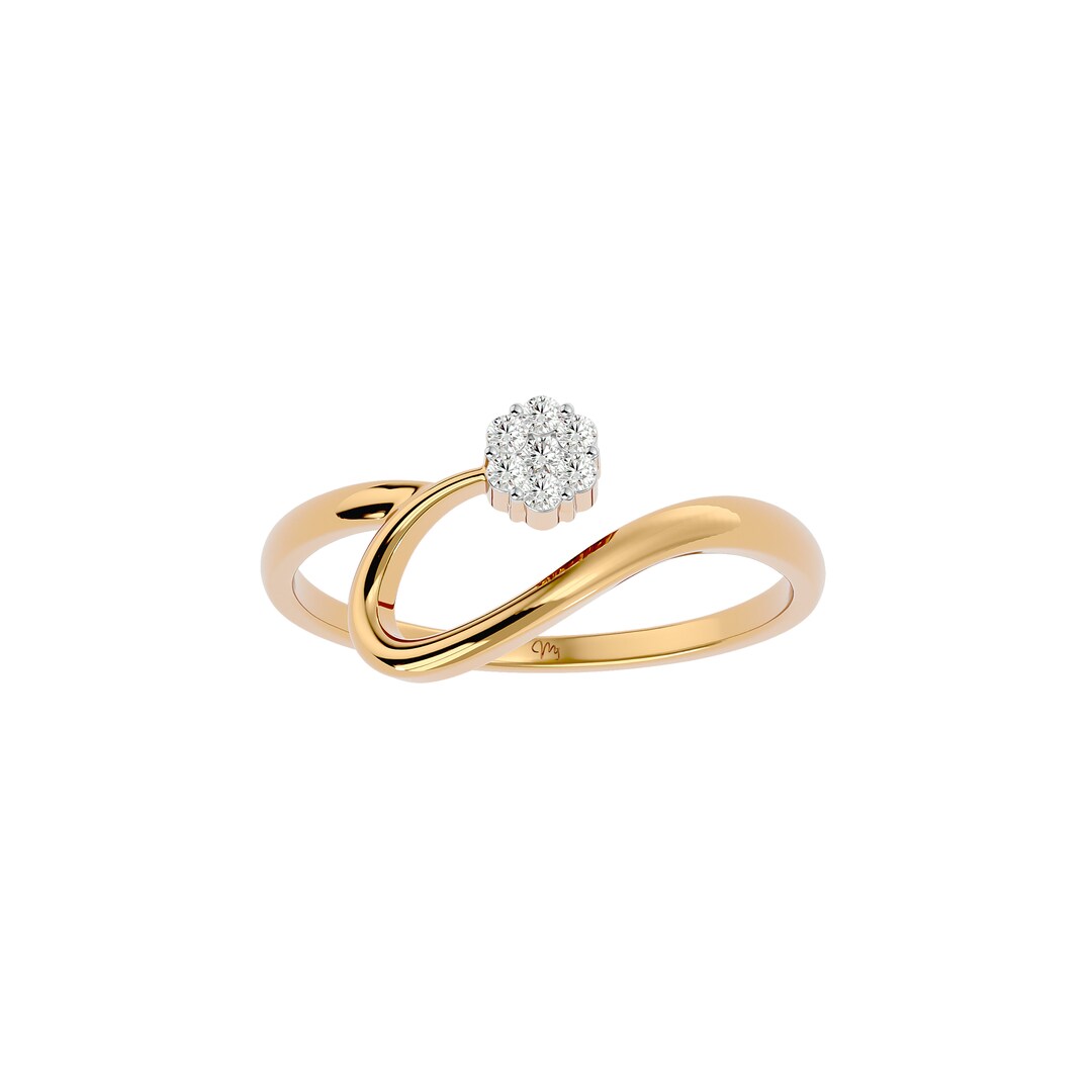 Diamond Circle Pave Ring / 14k Gold Studded With Natural - Etsy