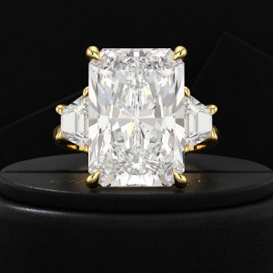 10 Carat Radiant Cut Diamond Engagement Ring - Lab Grown Trapezoid ...