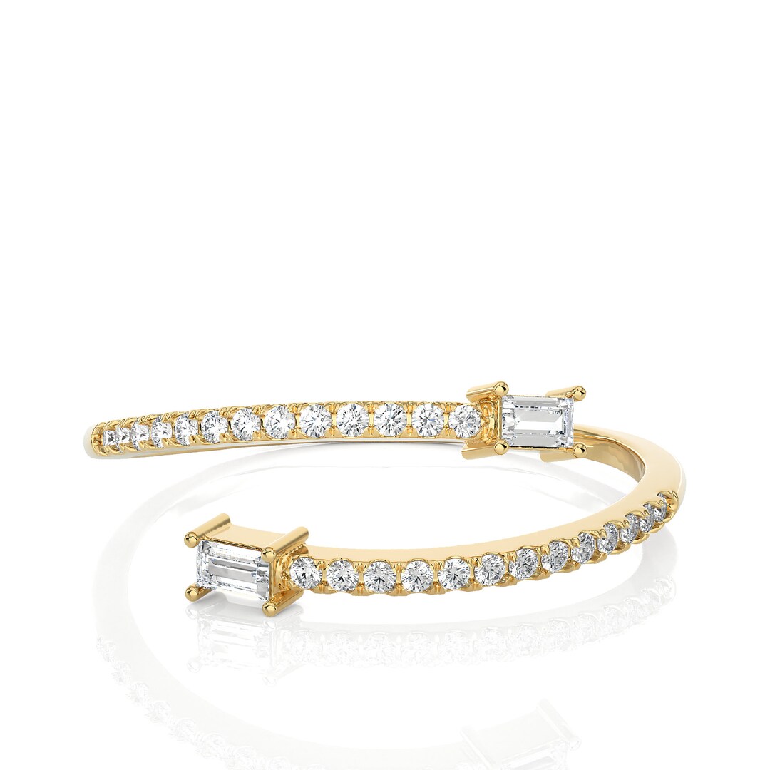 Buy Open Diamond Ring Cuff Ring Baguette Diamond Ring Solid Online in ...
