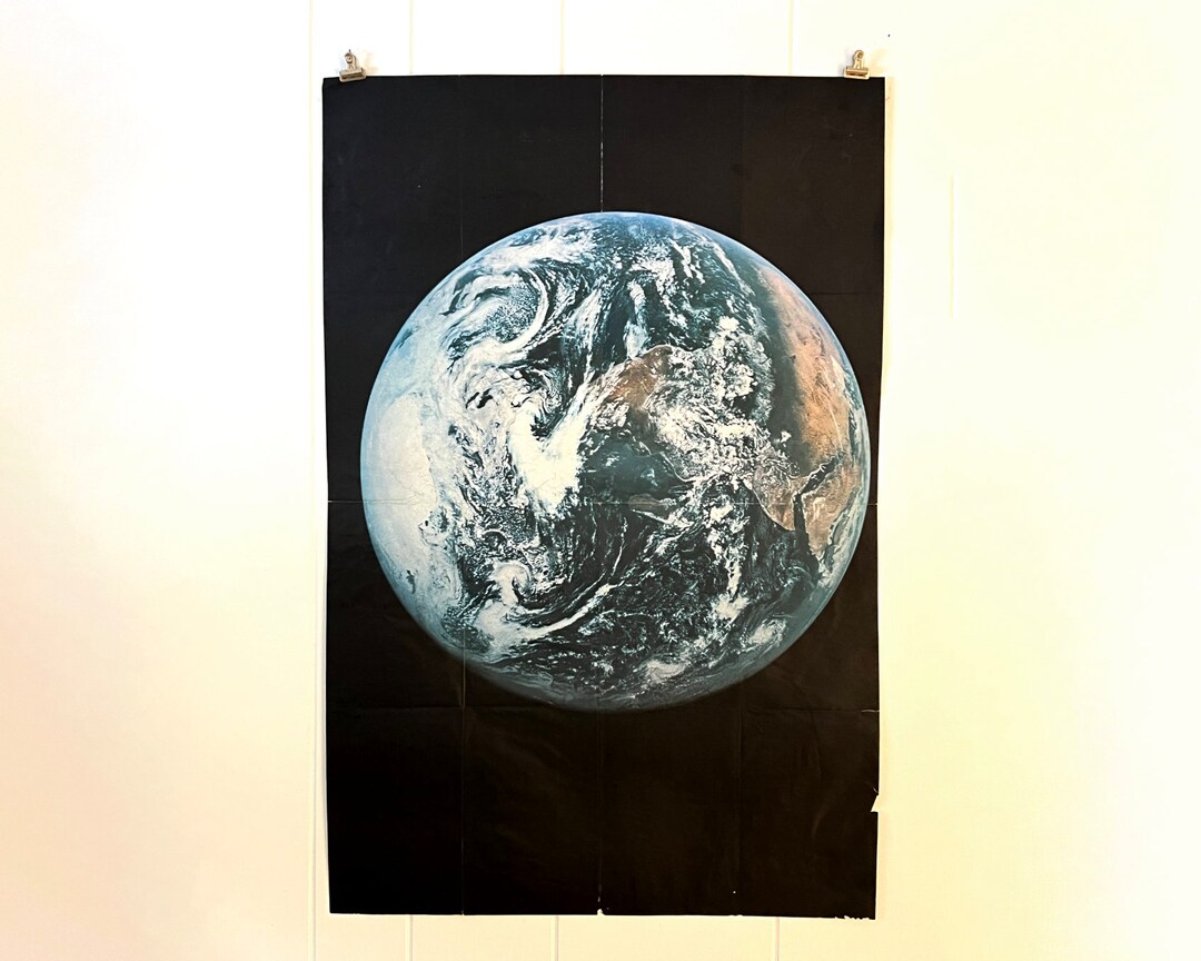Vintage Apollo Mission NASA Poster Double Sided - Blue Marble ...