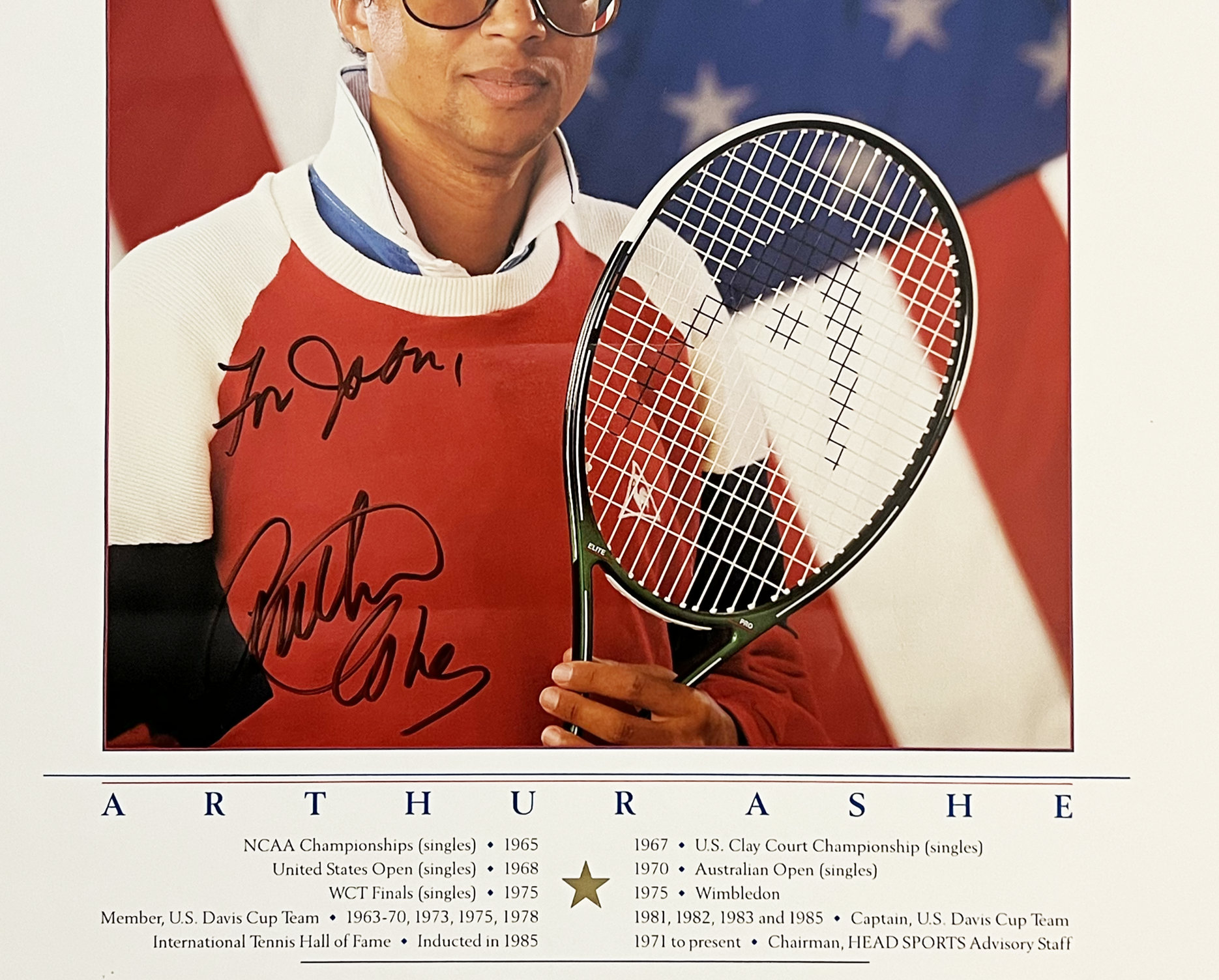 Arthur Ashe Signed Head Tennis Poster 1988 - Etsy