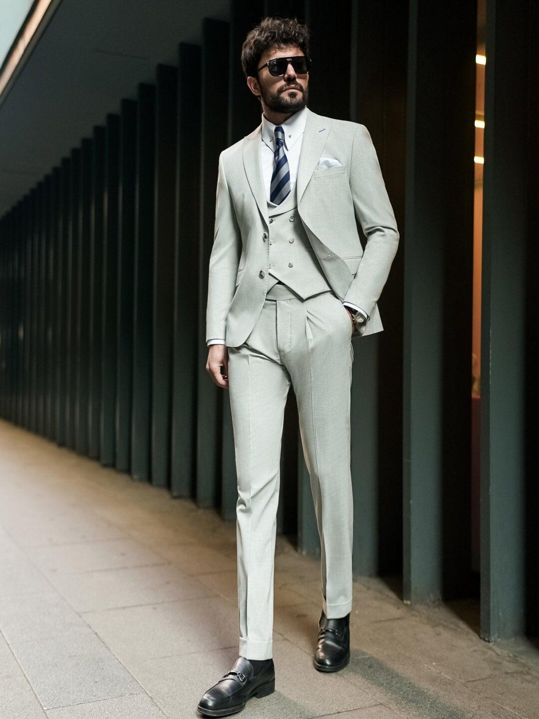 Grey Modern-fit Suit 3-piece - Etsy