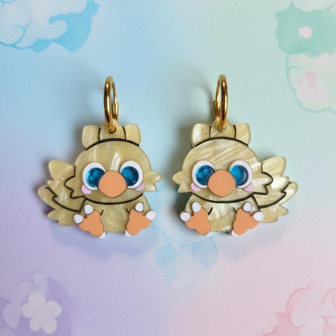 Chocobo Acrylic Earrings – Final Fantasy Inspired Jewelry – Golden ...