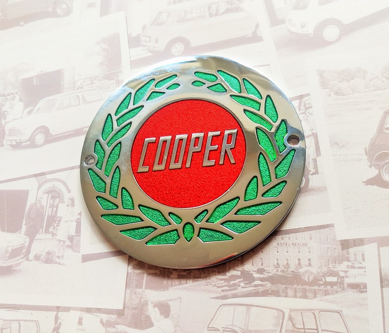 Classic Mini Cooper S Grille Badge Vintage Car Enamel Mpi Works Austin ...