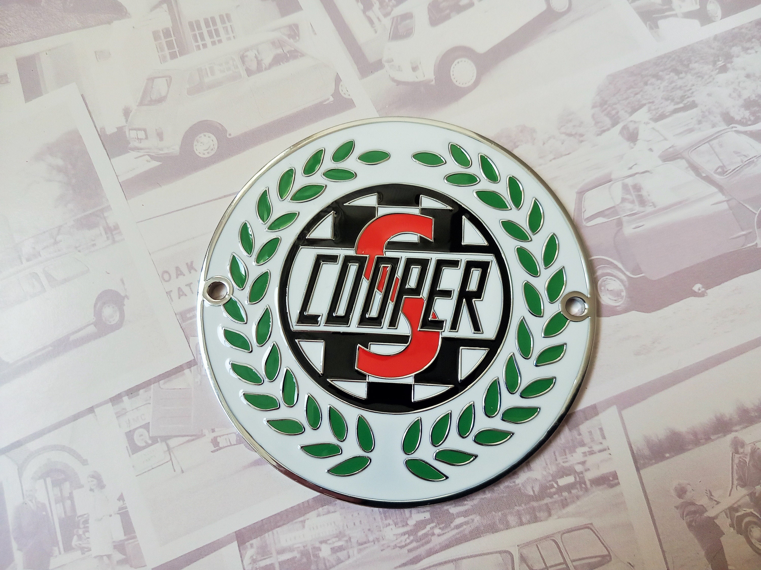 Classic Mini Cooper S Grille Badge Vintage Car Enamel Mpi Works Austin ...
