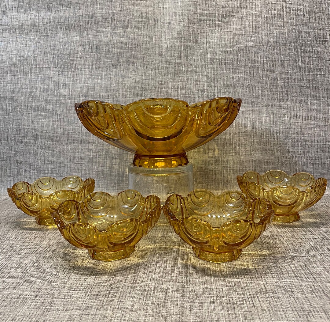 1930s Art Deco Amber Glass Bowl Set: Joseph Inwald Serving Dishes - Etsy