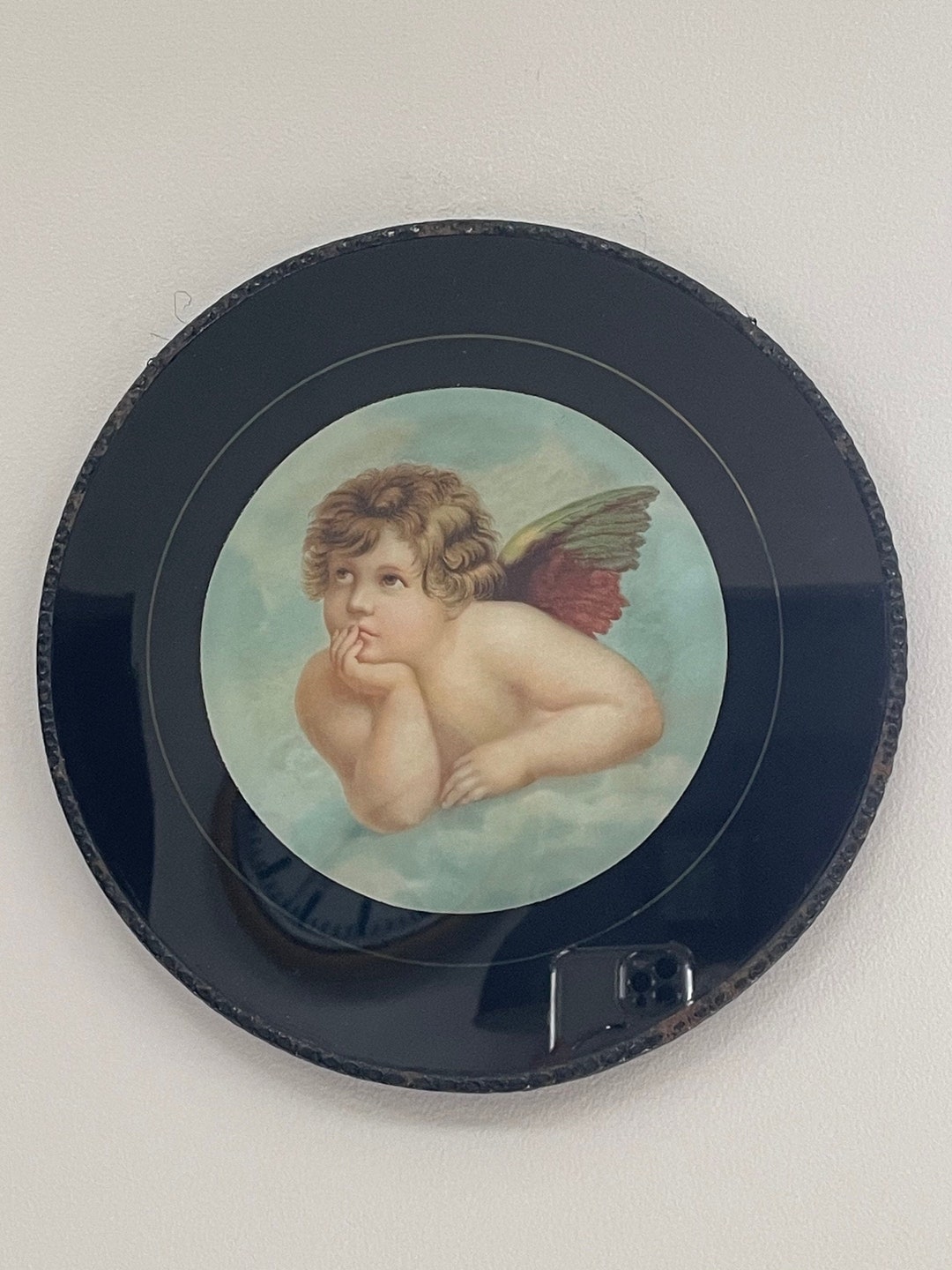 Glass Cherub Wall Plaque, Victorian, Circa.1900, Wallhanging ...