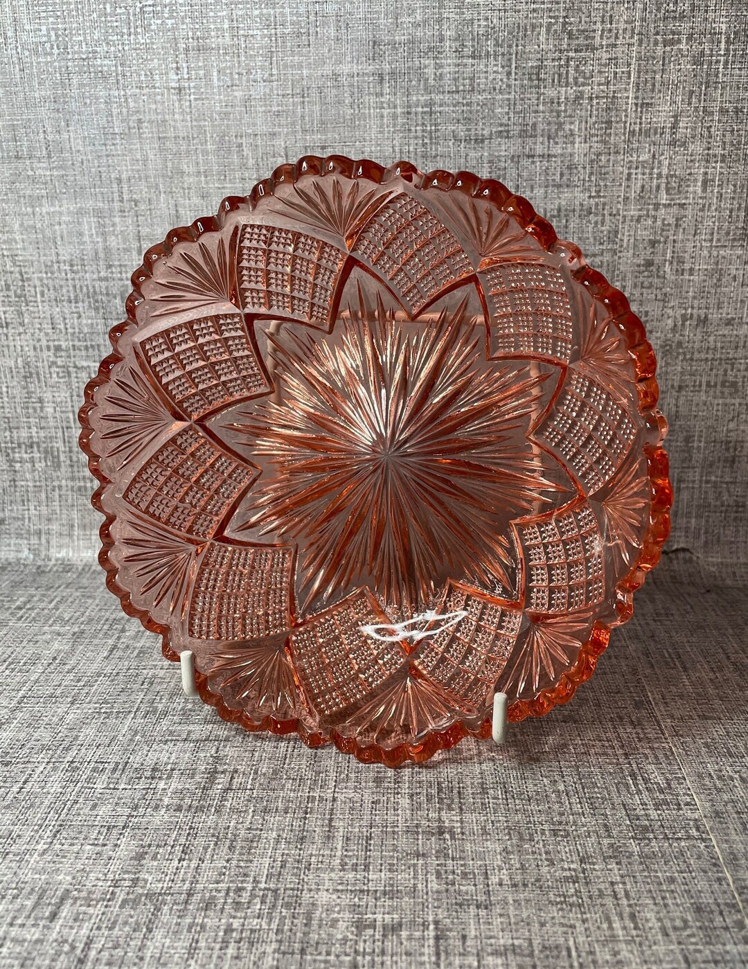 Vintage Raspberry-pink Pressed Glass Round Dish, an Ideal Fruit Bowl ...