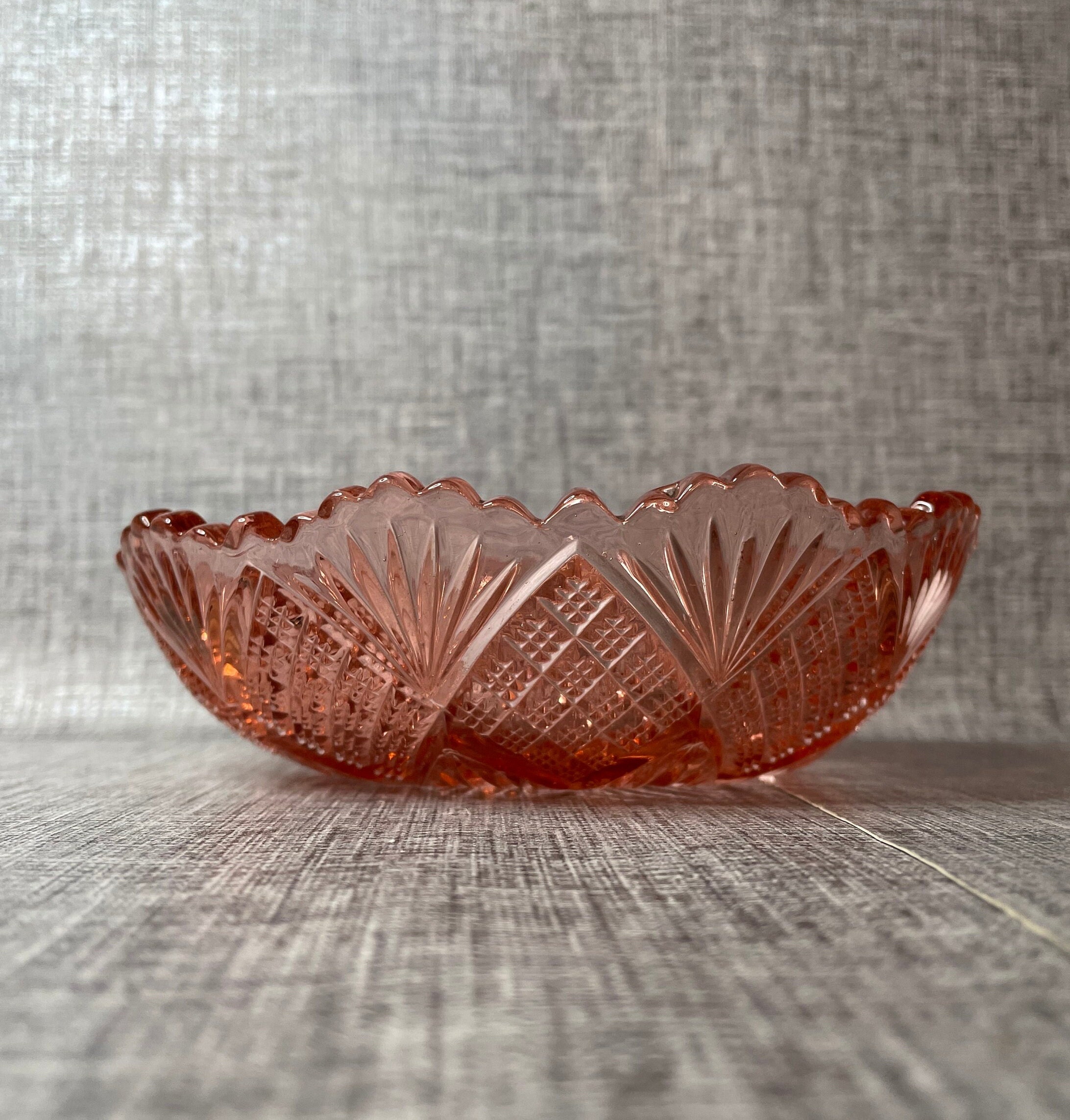 Vintage Raspberry-pink Pressed Glass Round Dish, an Ideal Fruit Bowl ...
