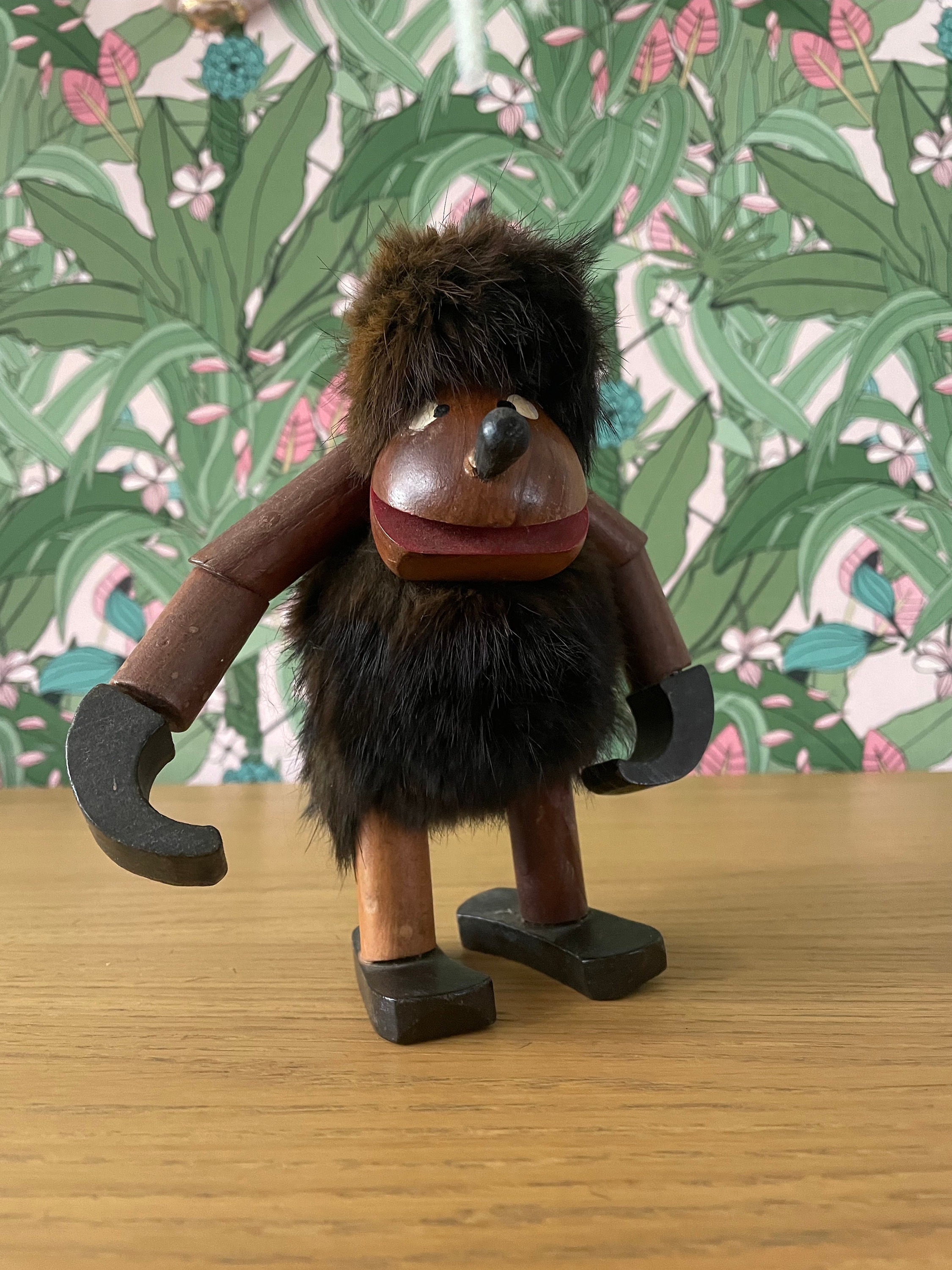 Scandinavian Monkey, Gonk, Teak Wood Posable Ornament - Etsy UK