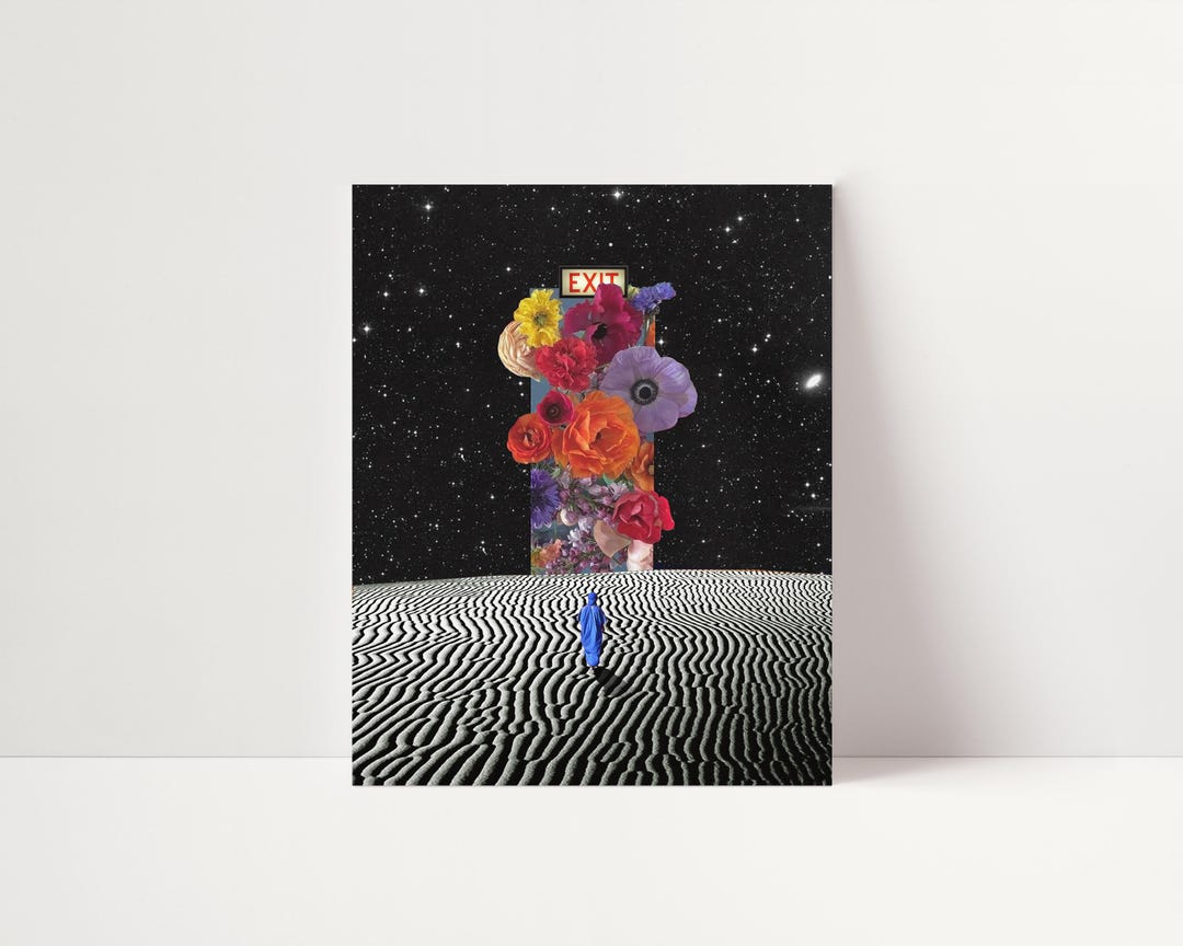 Surreal Floral Exit Doorway Art Print, Desert Landscape, Galaxy Wall ...