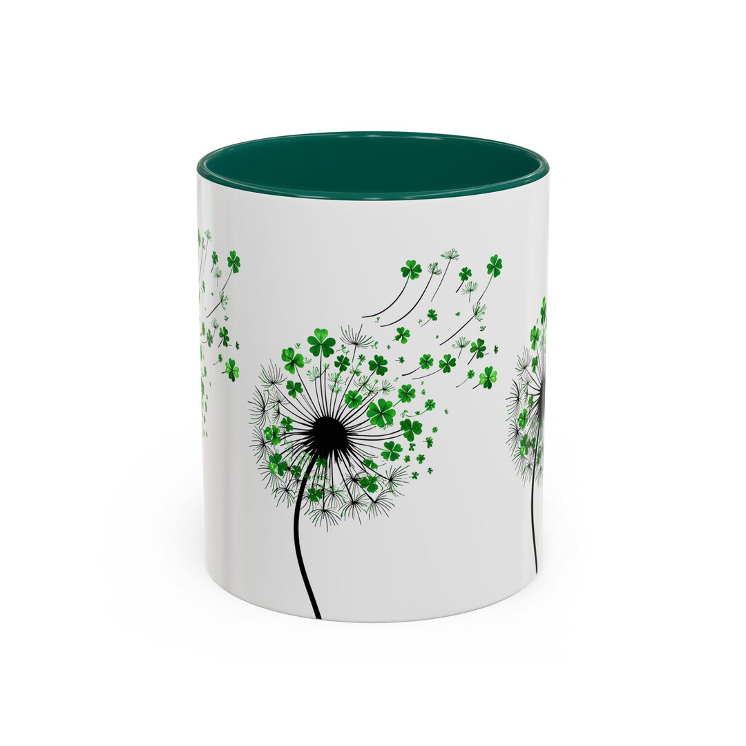 Dandelion Mugs, Watercolor Floral Coffee Cups, Shamrock Tea Mug, Nature ...