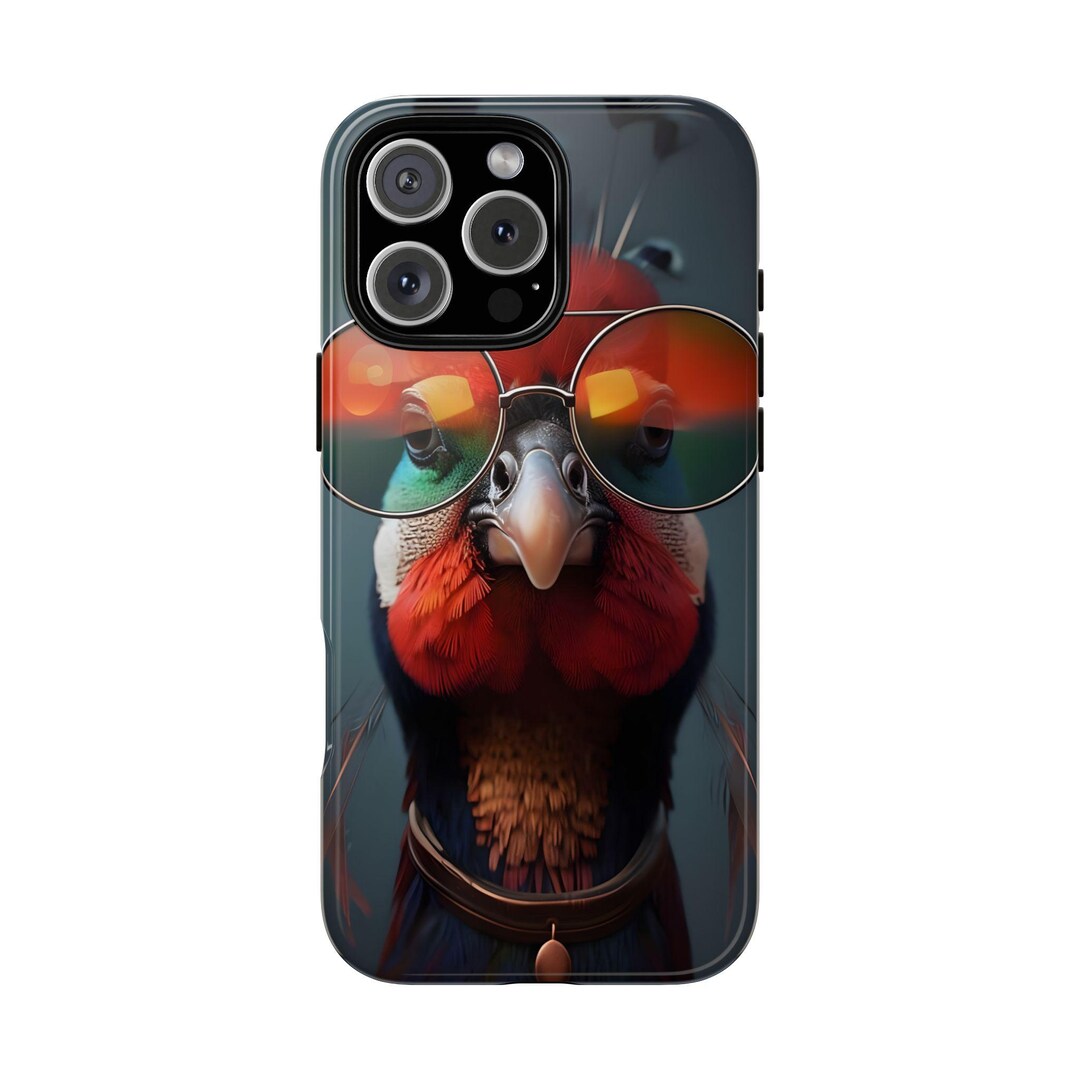 Phone Cases, Bright Exotic Bird in Cool Sunglasses, Protective Tough ...