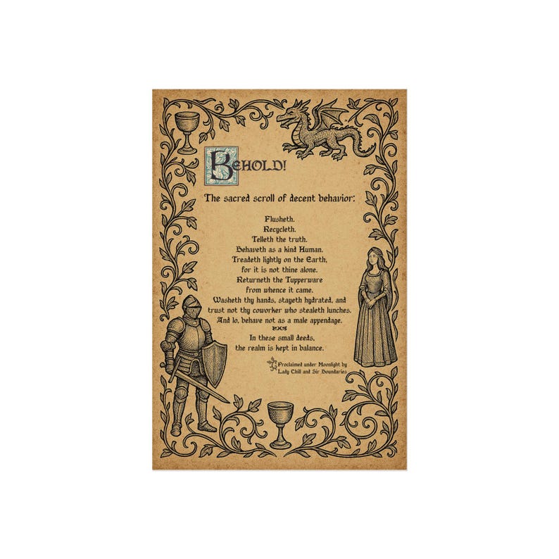 Vintage Scroll Fine Art Poster: Medieval Inspiration - Etsy