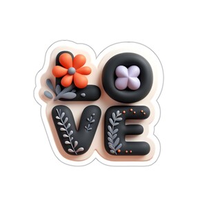 Love Typography Stickers, Nature-inspired 3D Decals, Romantic Laptop ...